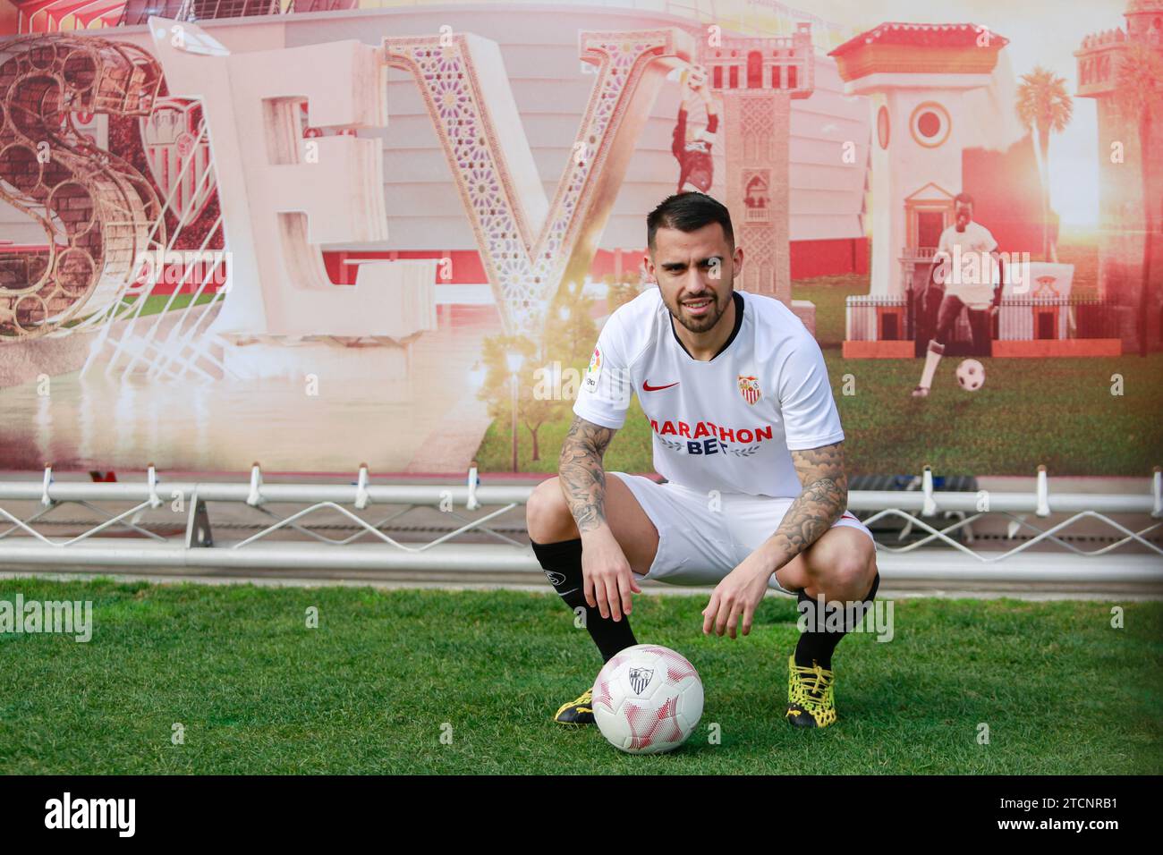 Seville, 01/31/2020. Presentation of Suso, as a new Sevilla FC player ...