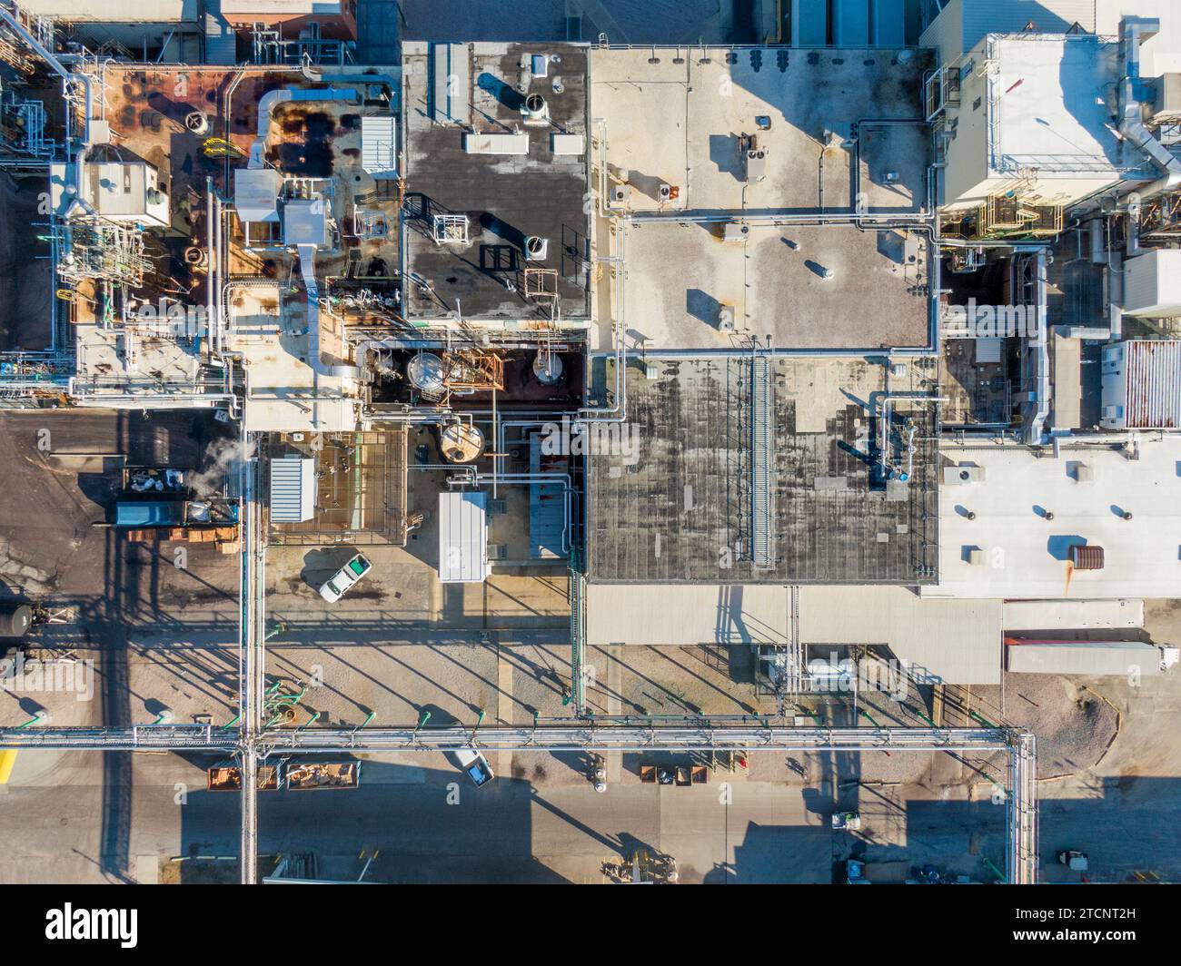 drone images of a large pharmaceutical manufacturing factory with lots ...
