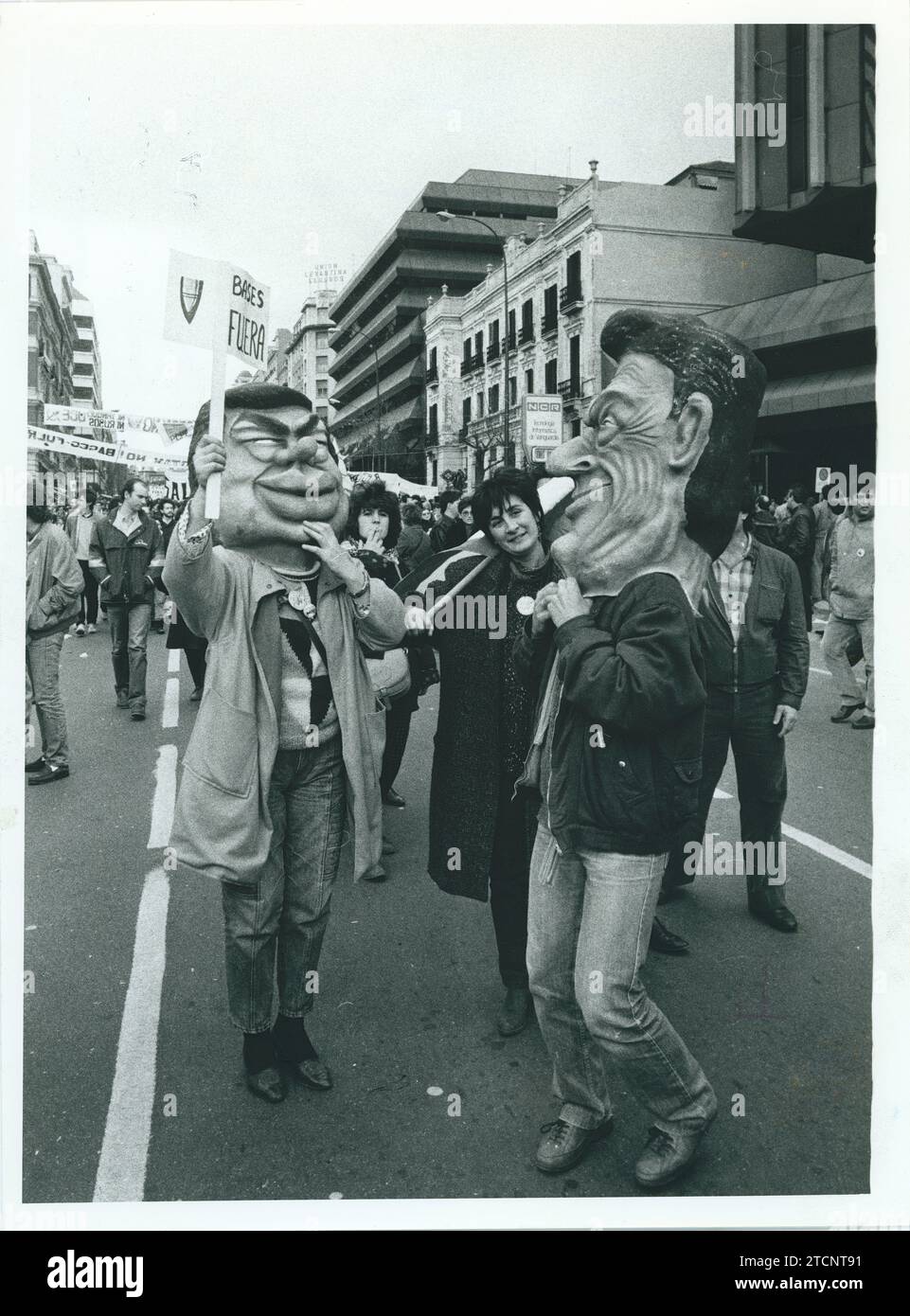 Madrid, February 23, 1986. Anti-NATO demonstration in Madrid. In the ...
