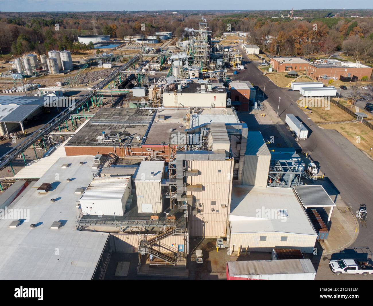 drone images of a large pharmaceutical manufacturing factory with lots ...