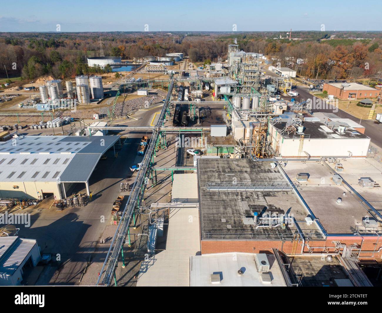 drone images of a large pharmaceutical manufacturing factory with lots ...