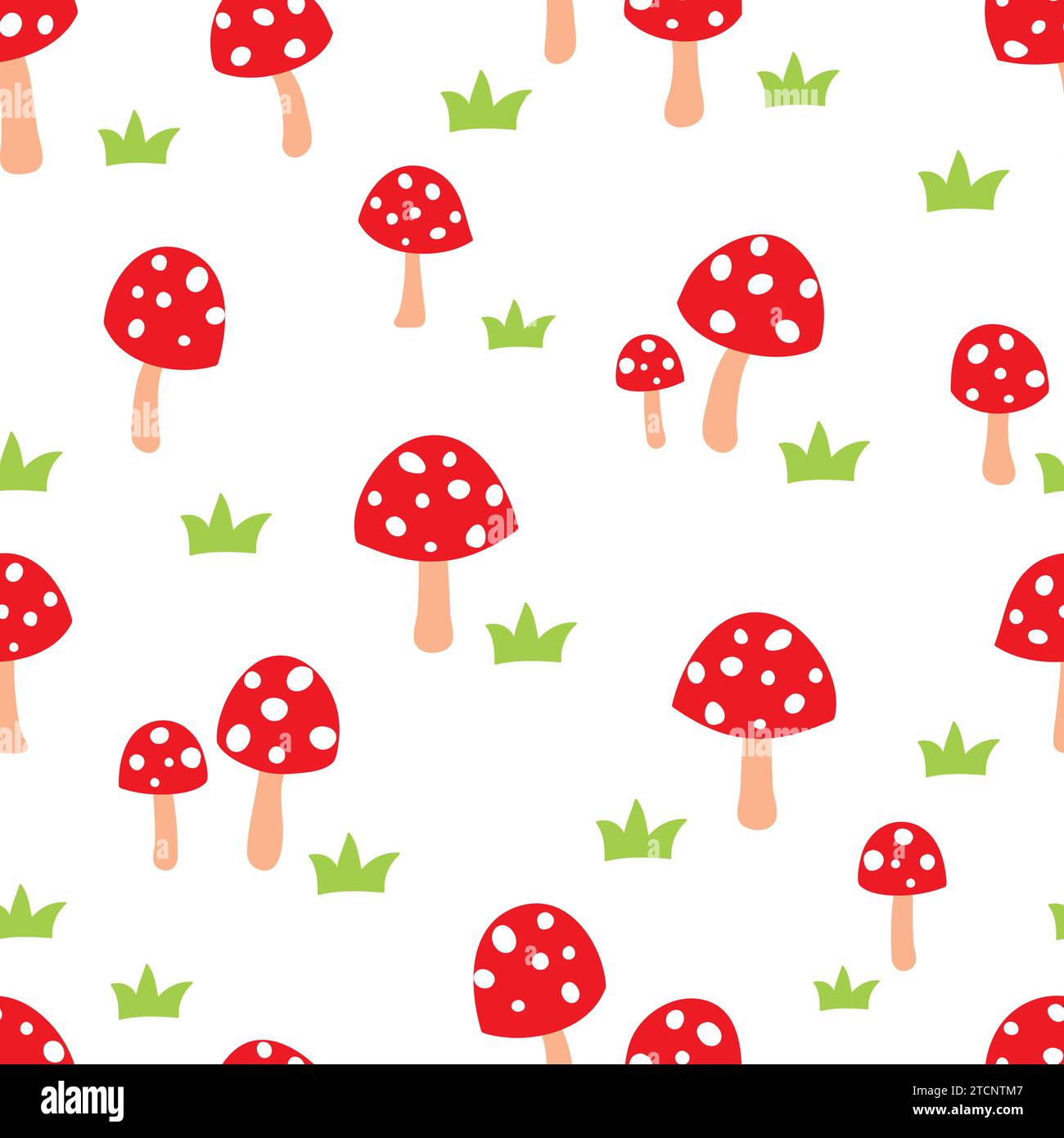 Seamless pattern with cute mushrooms. Vector illustration on white ...