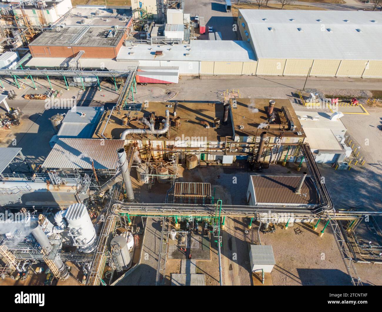 drone images of a large pharmaceutical manufacturing factory with lots ...