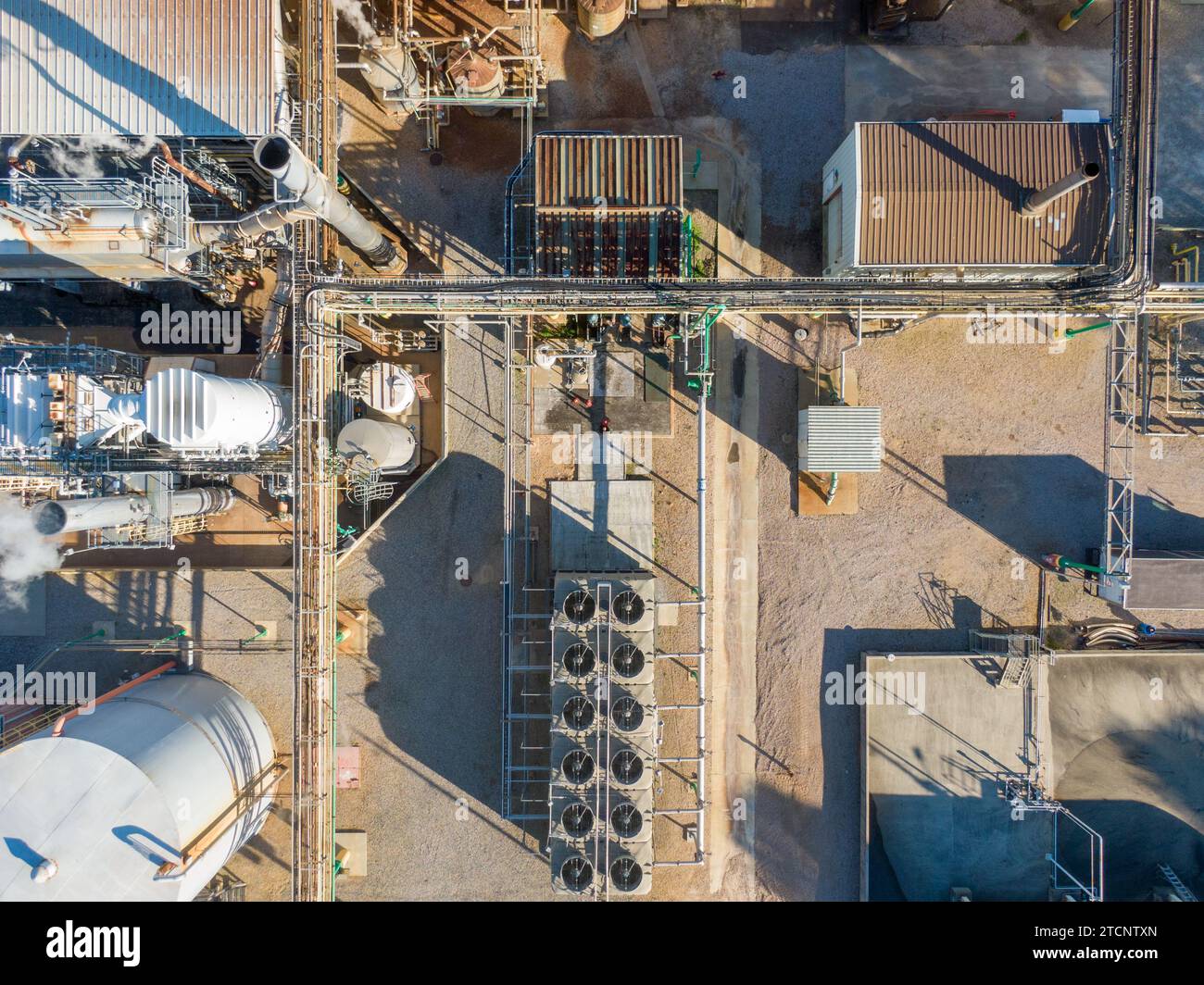 drone images of a large pharmaceutical manufacturing factory with lots ...
