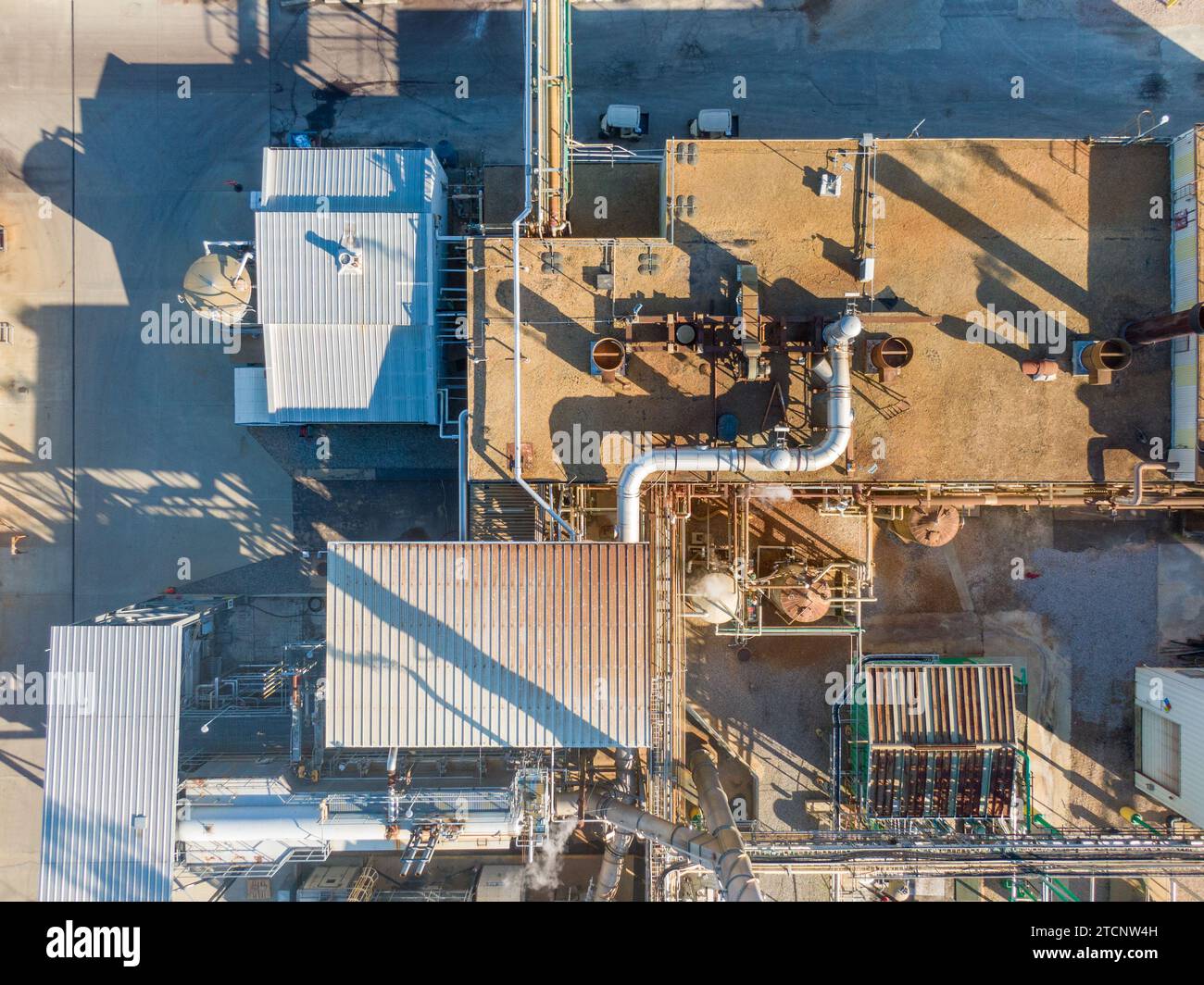 drone images of a large pharmaceutical manufacturing factory with lots ...