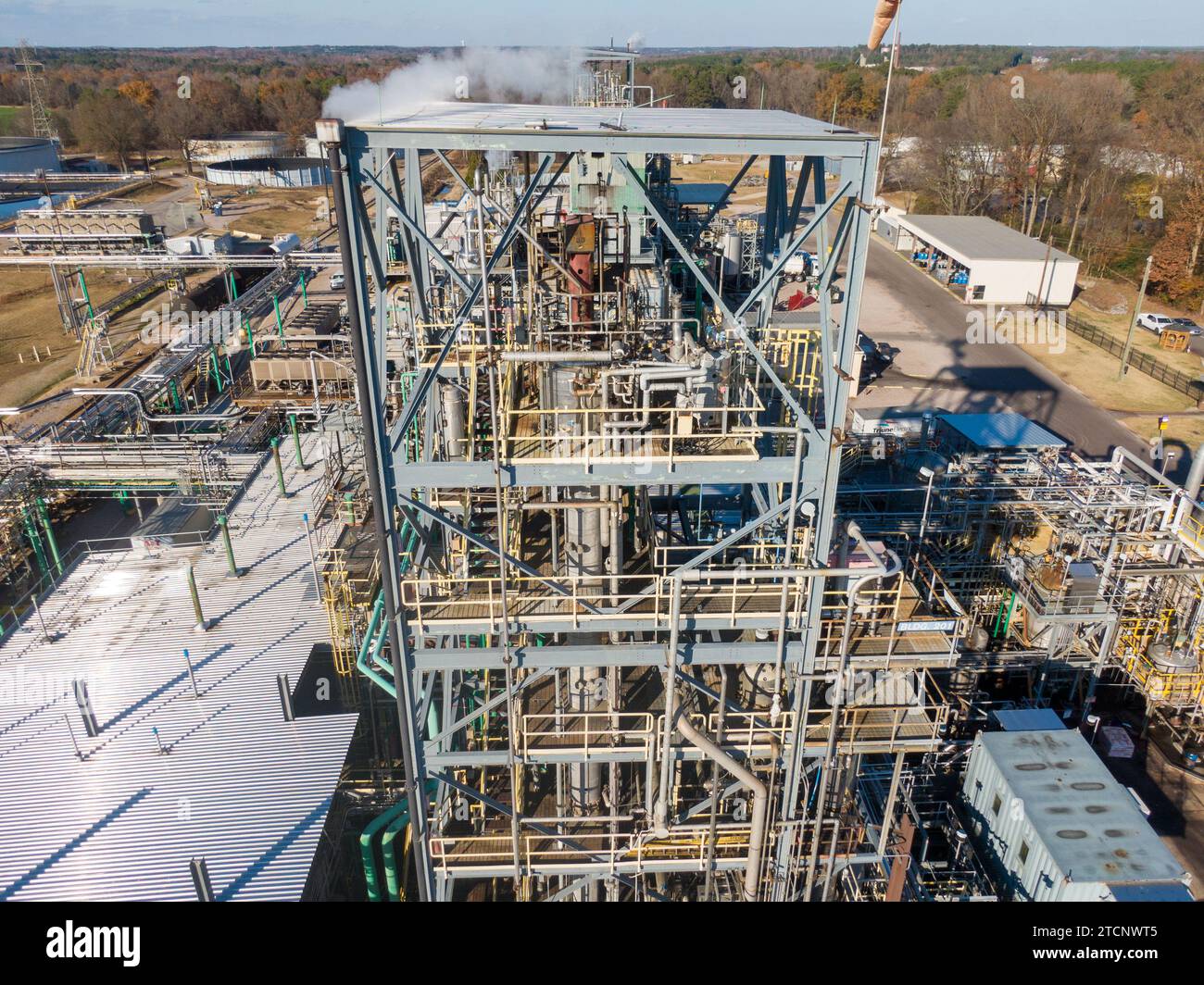 drone images of a large pharmaceutical manufacturing factory with lots ...