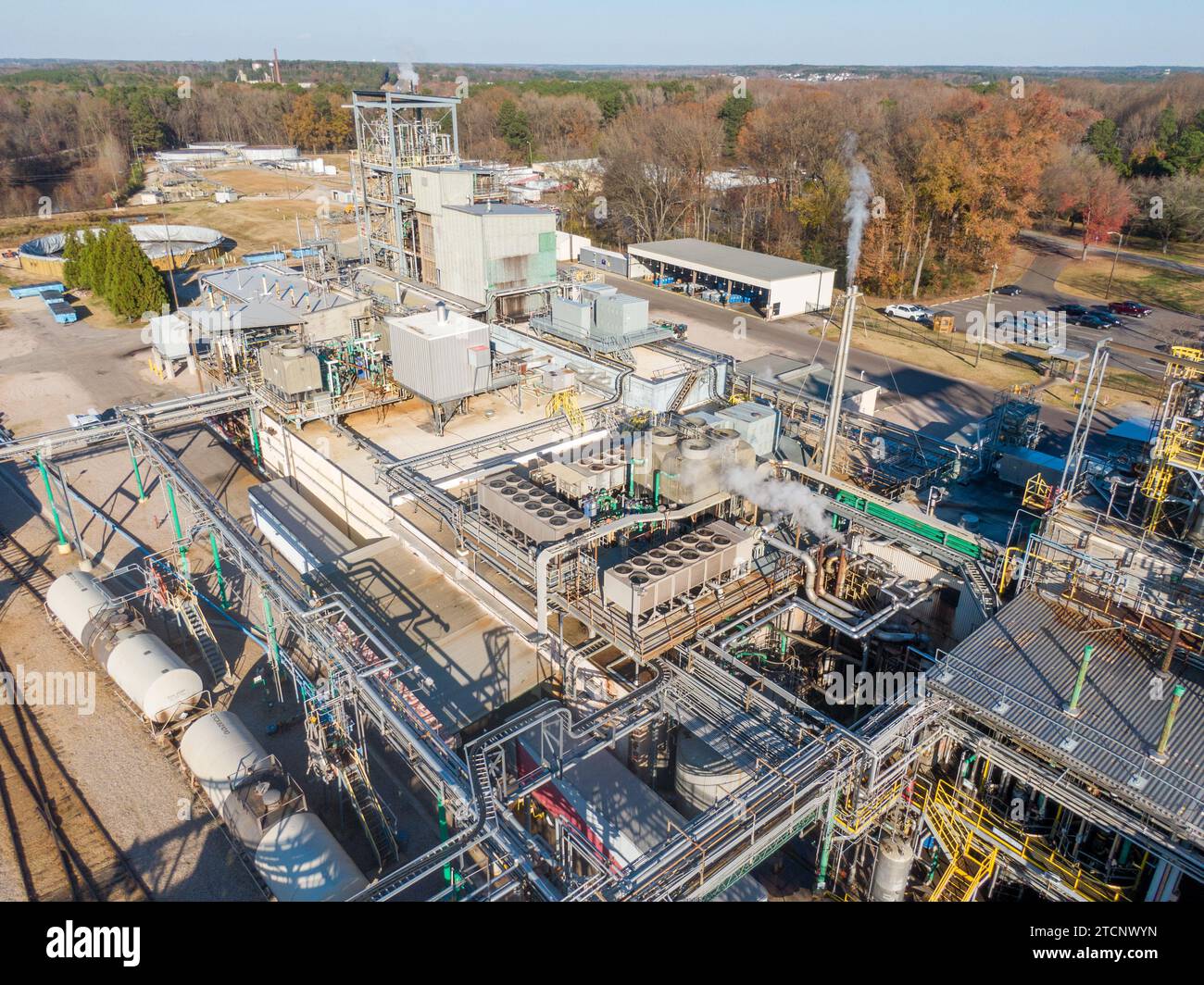 drone images of a large pharmaceutical manufacturing factory with lots ...
