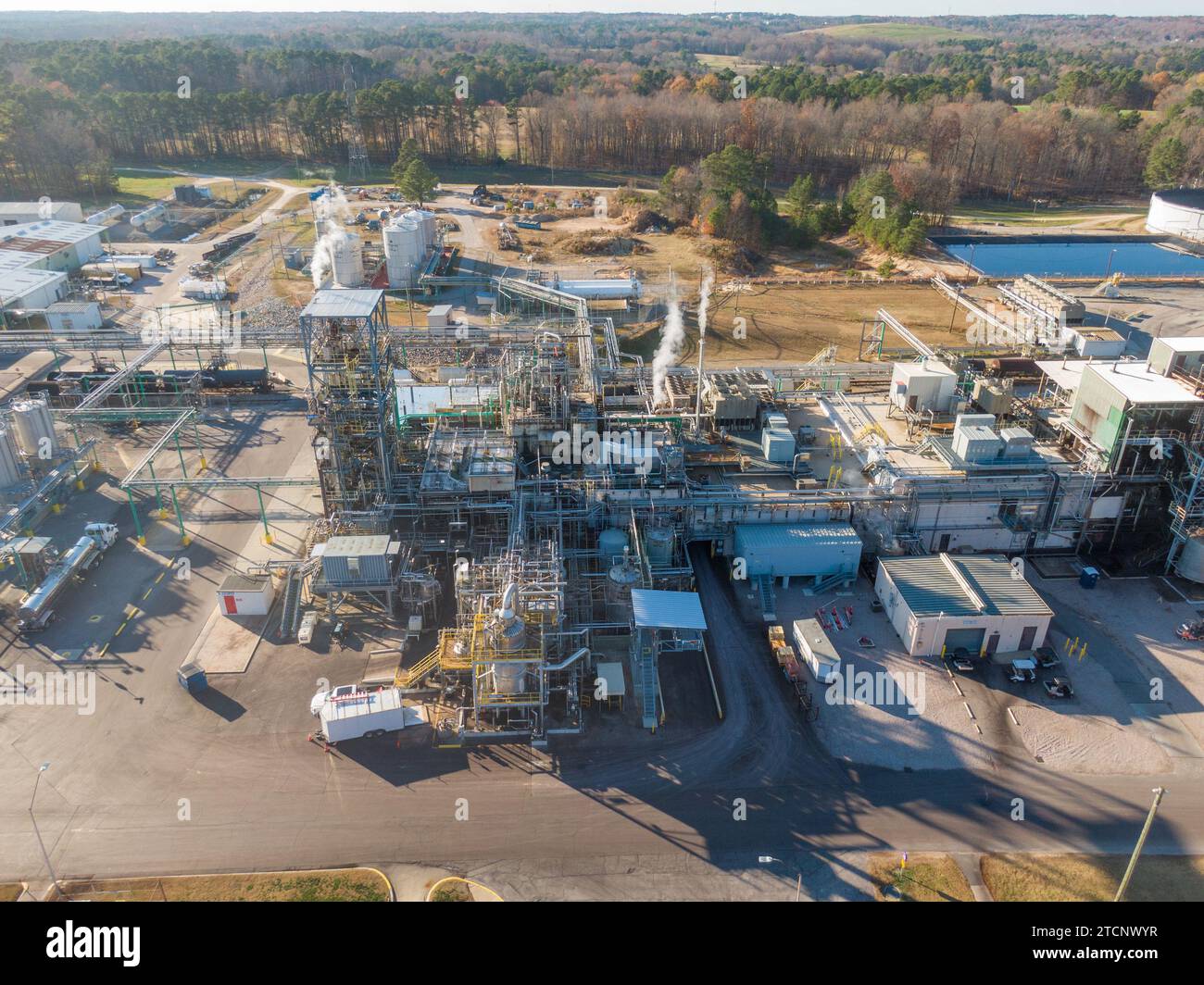 drone images of a large pharmaceutical manufacturing factory with lots ...