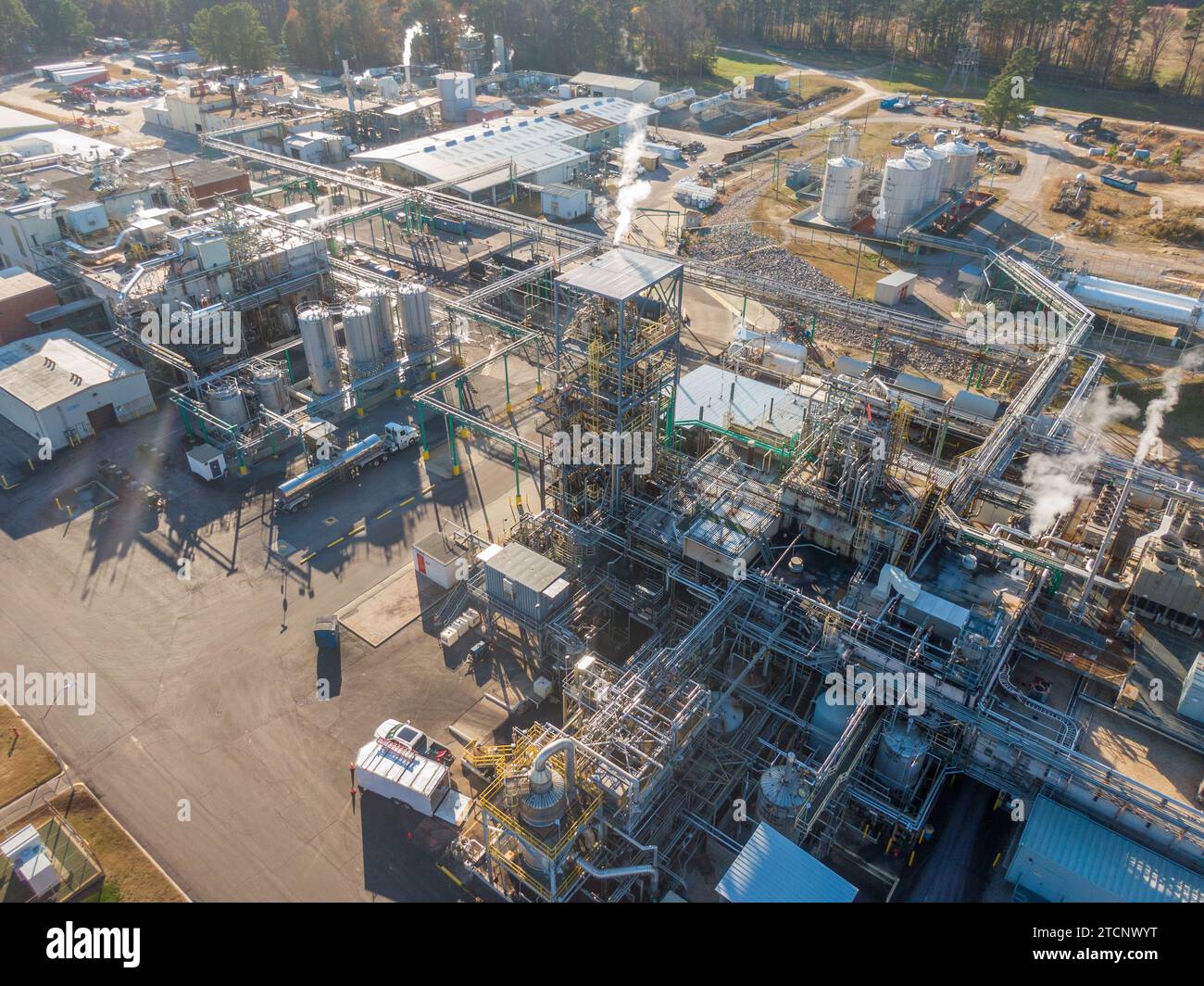 drone images of a large pharmaceutical manufacturing factory with lots ...