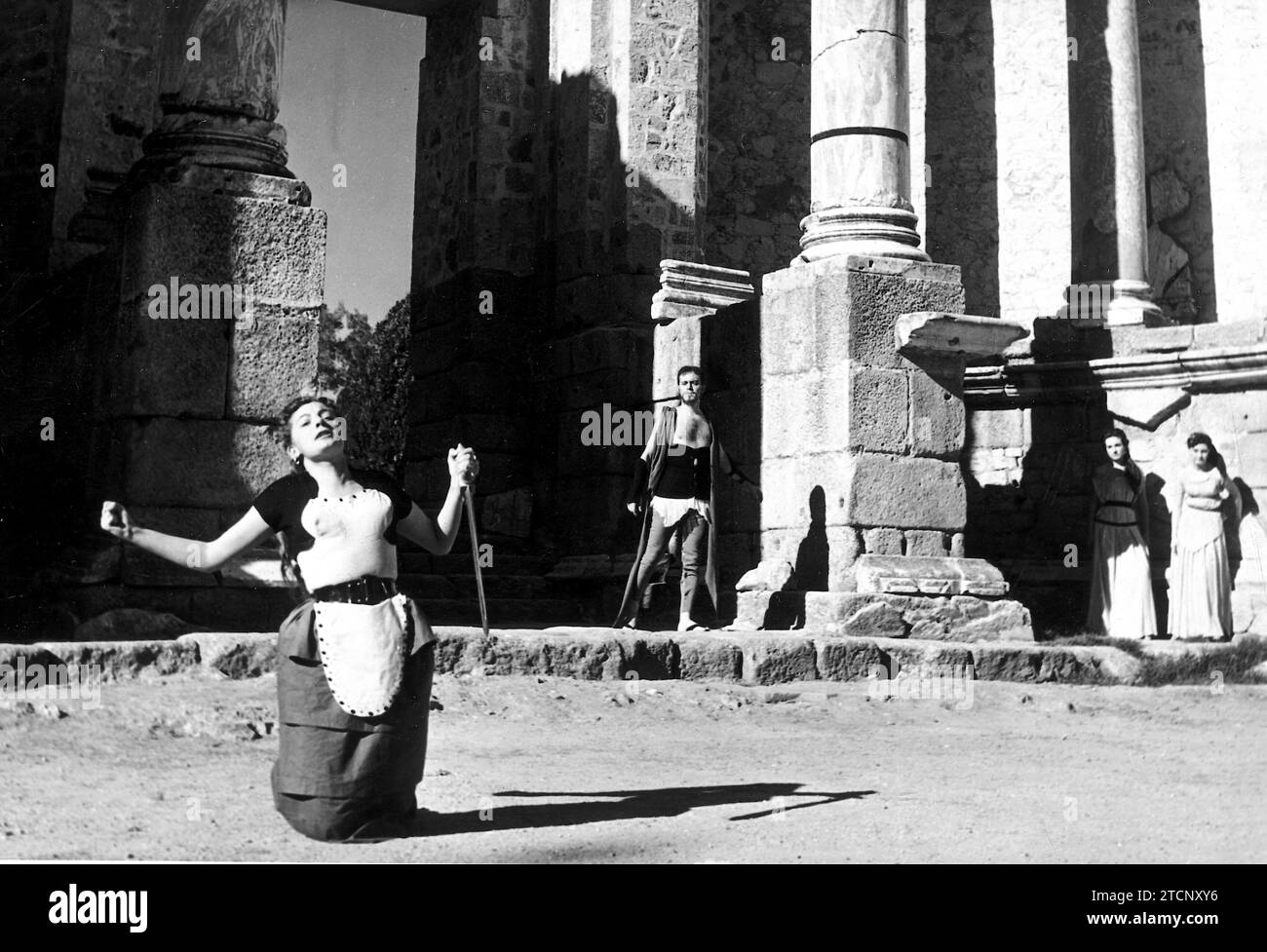 Merida, 11/08/1953. At the Roman Theater, representation of Seneca's ...