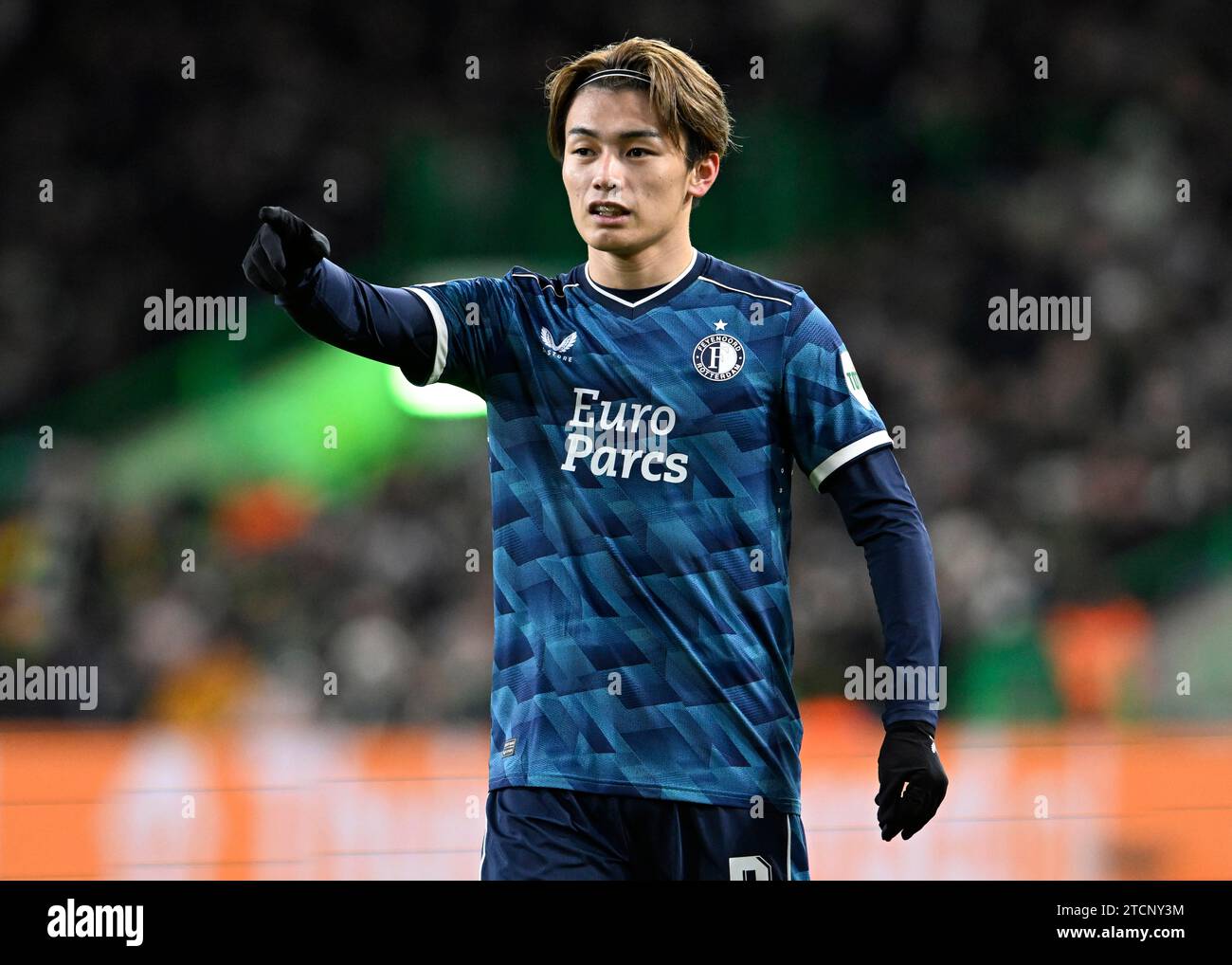 Glasgow, UK. 13th Dec, 2023. Ayase Ueda of Feyenoord during the UEFA Champions League match at ...