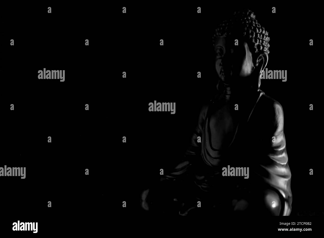 Buddha Purnima and Vesak day concept, Grey Buddha statue with low key ...