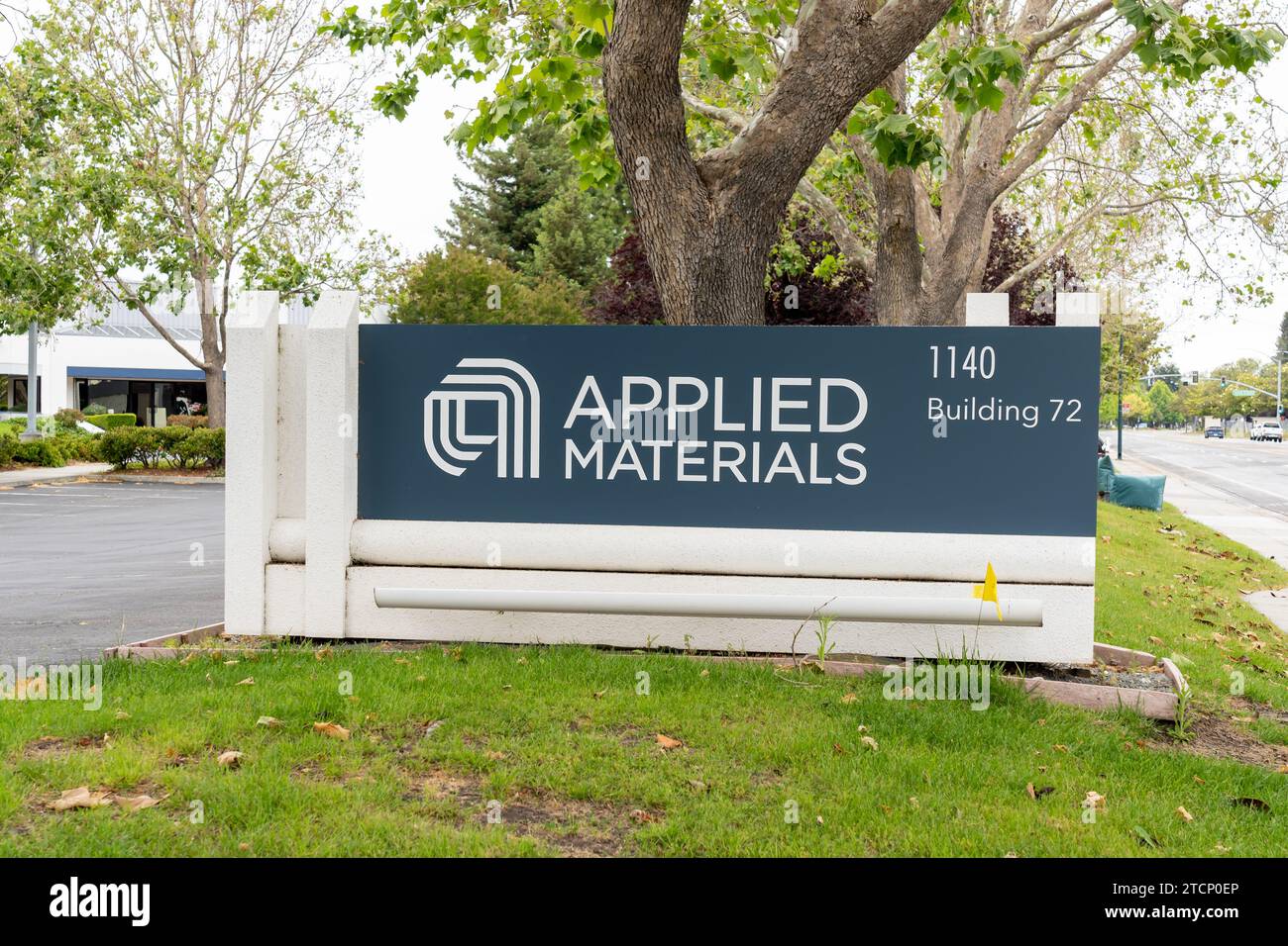 Applied Materials sign at the headquarters in Santa Clara, California ...