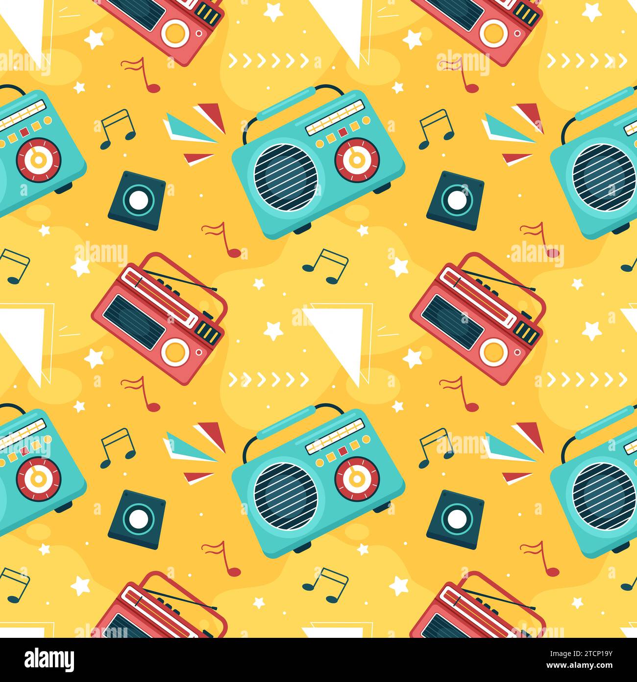 Radio Seamless Pattern Illustration Design with Player for Record and ...