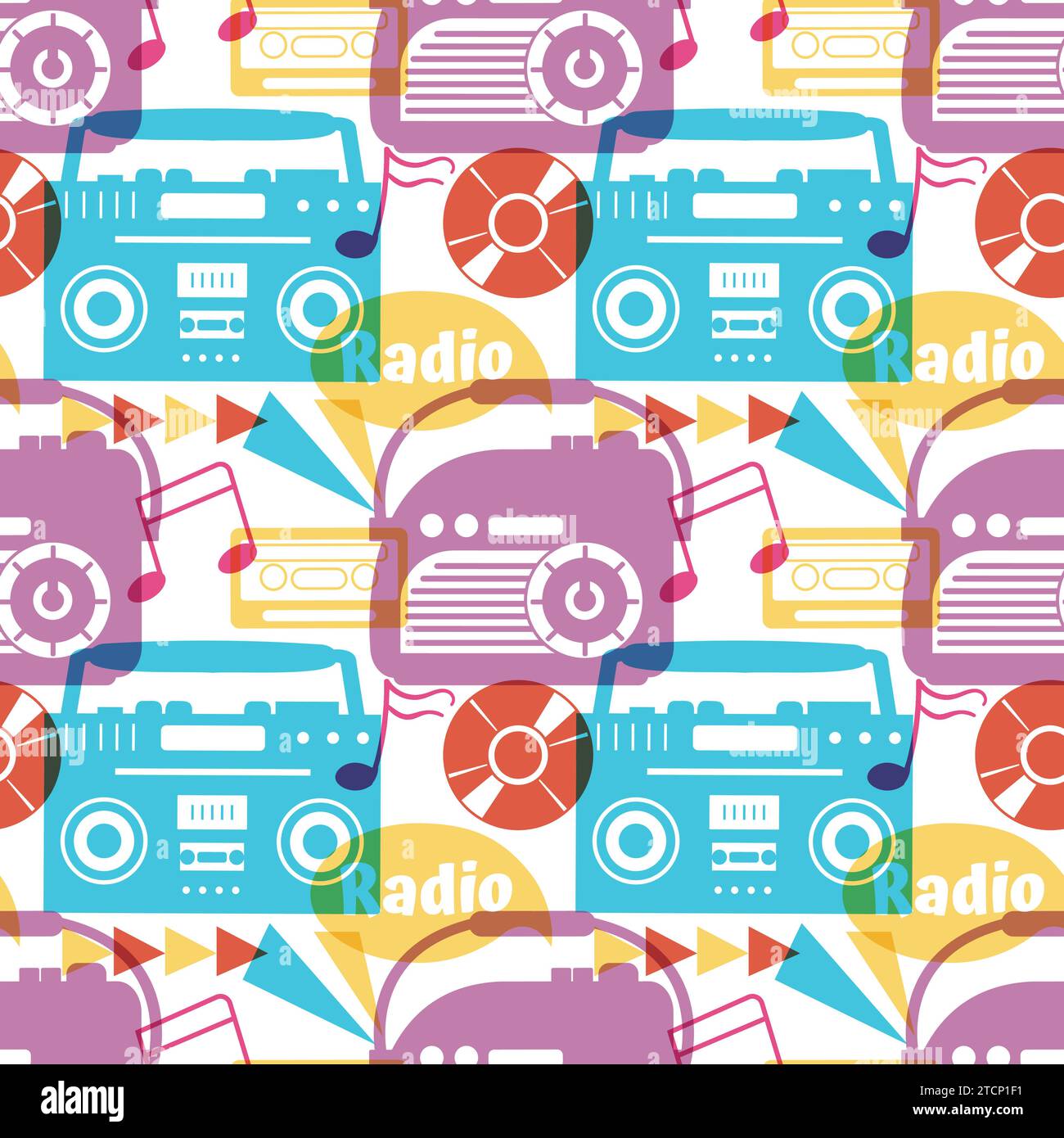 Radio Seamless Pattern Illustration Design with Player for Record and ...