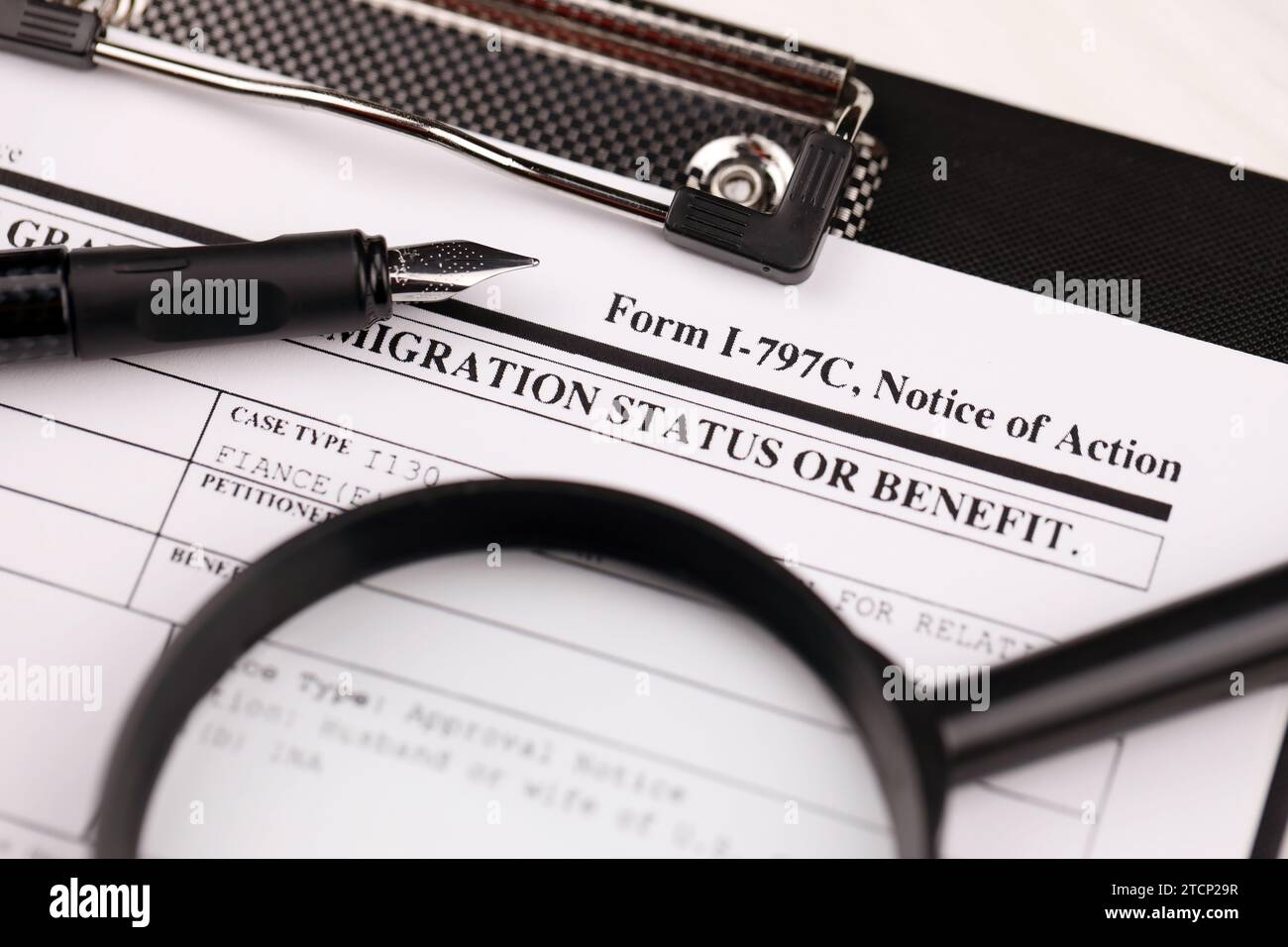 I-797c Notice of action blank form on A4 tablet lies on office table ...