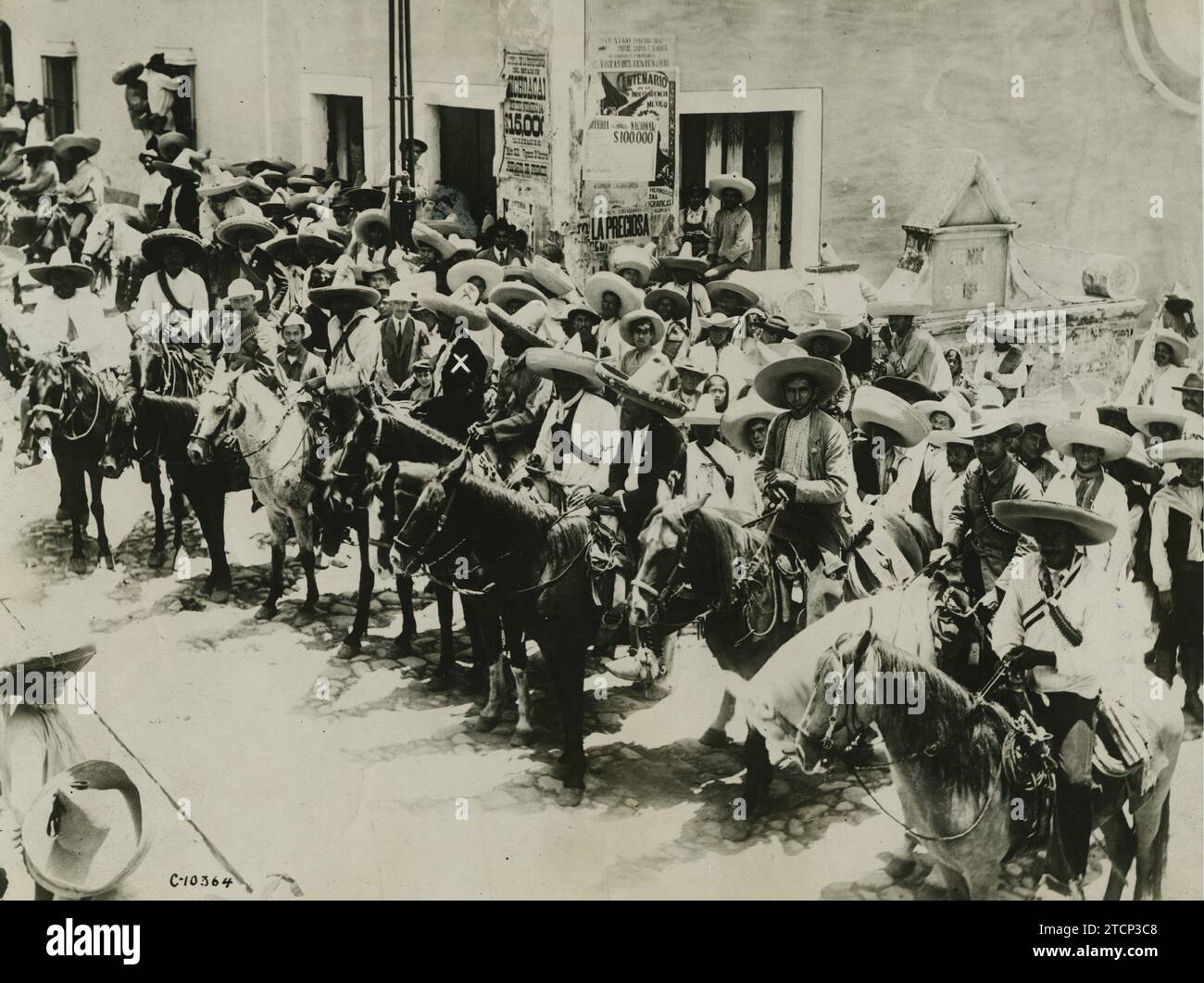 Mexico, 1915. General Emiliano Zapata, marked with an x in the photo ...