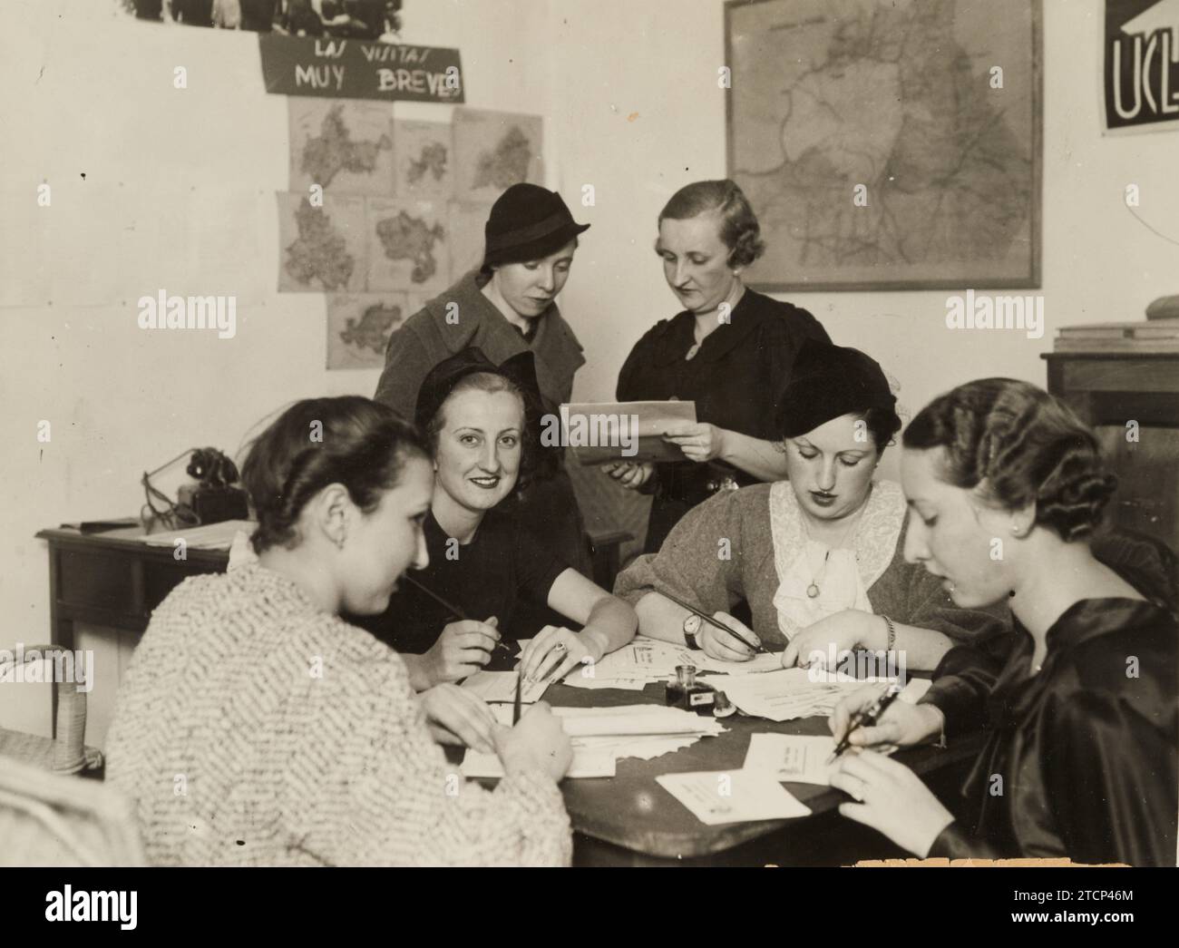 Madrid, February 1936. Meeting of the women's section of the CEDA ...