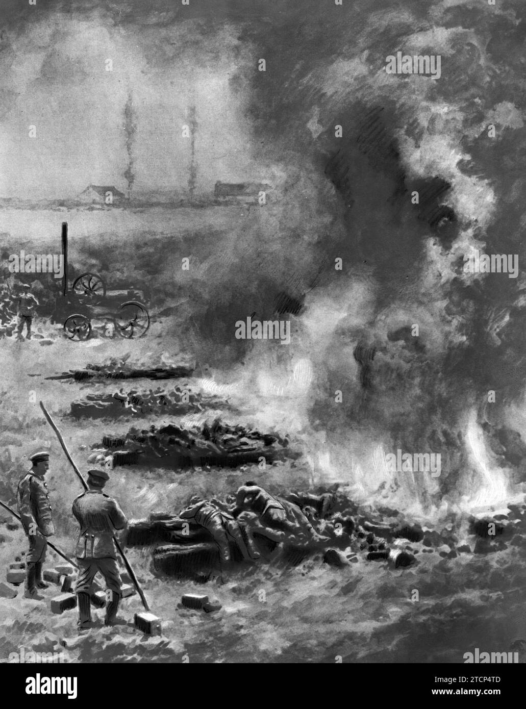 09/30/1914. Sad Funerals. German Soldiers Burning the Corpses of Their ...