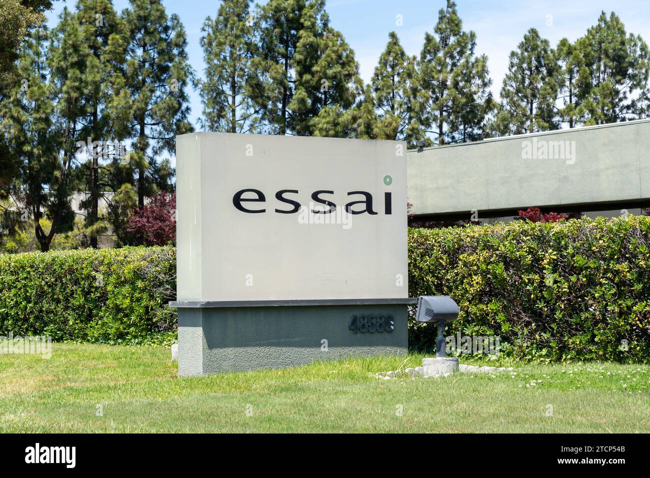 Essai ground sign at the company's headquarters in Fremont, California ...