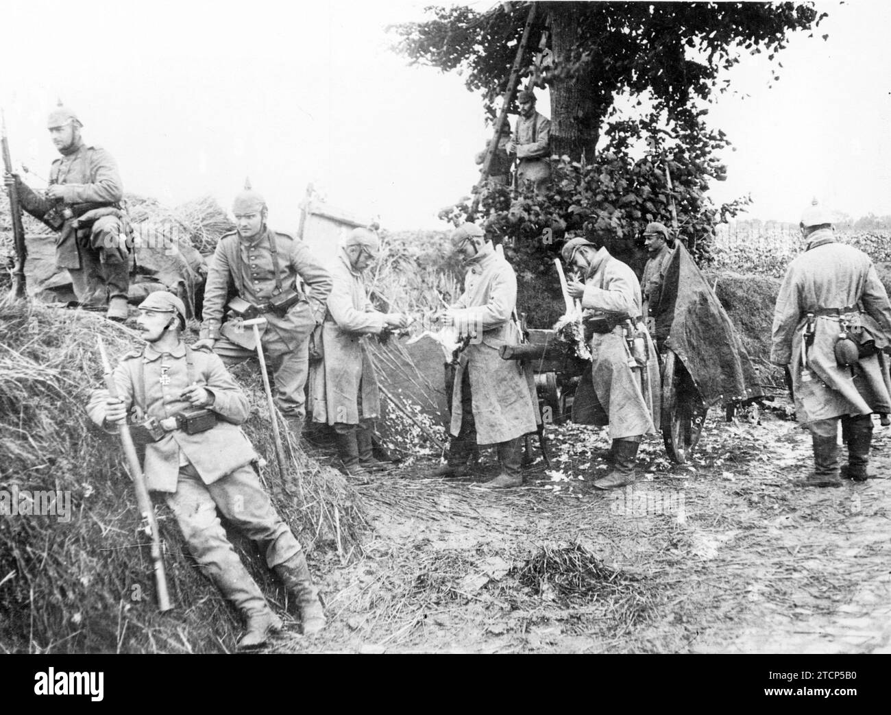 10/01/1914. In a German camp. Ranch Preparations. In the foreground you ...