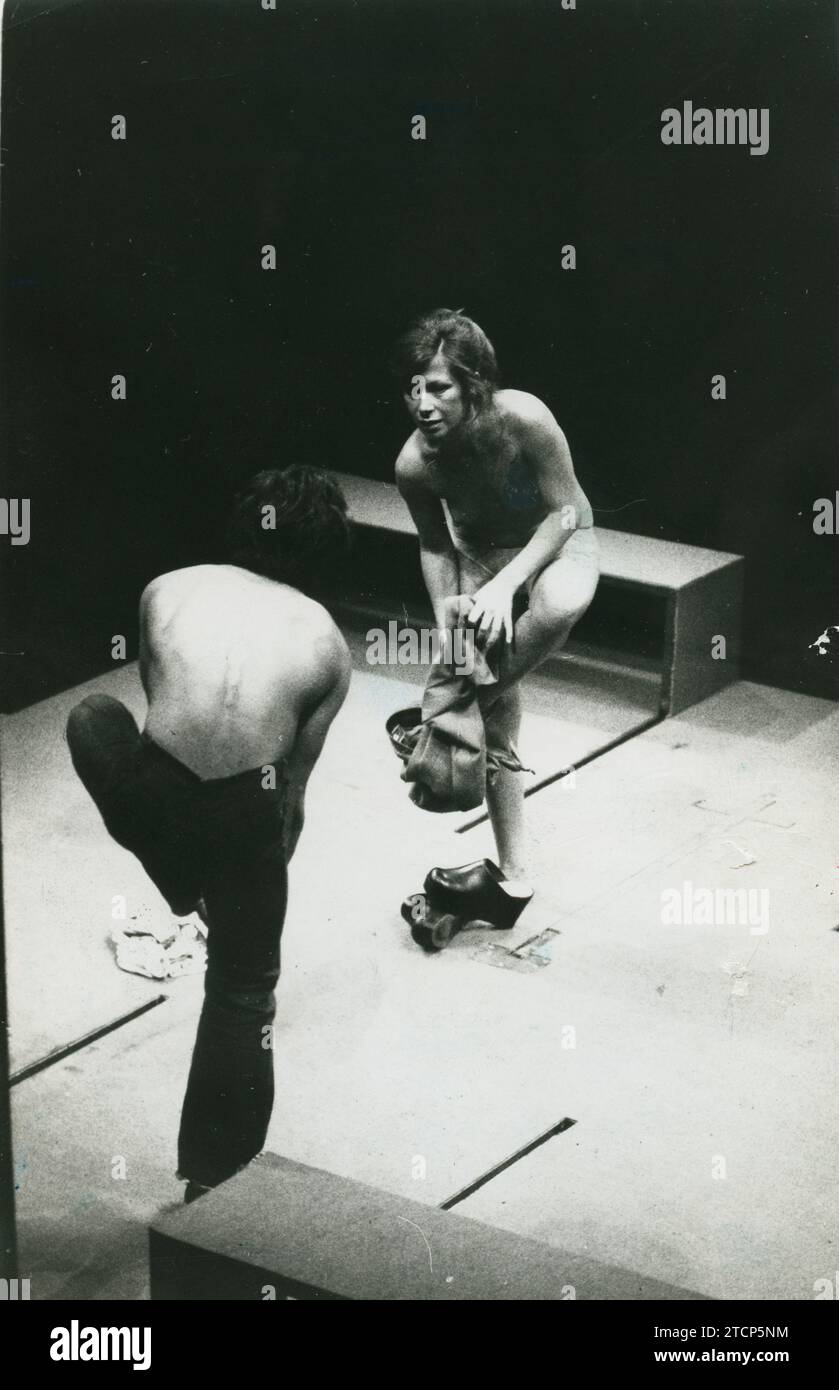 Madrid, October 1975. Performance of Peter Shaffer's play "Equus", at ...