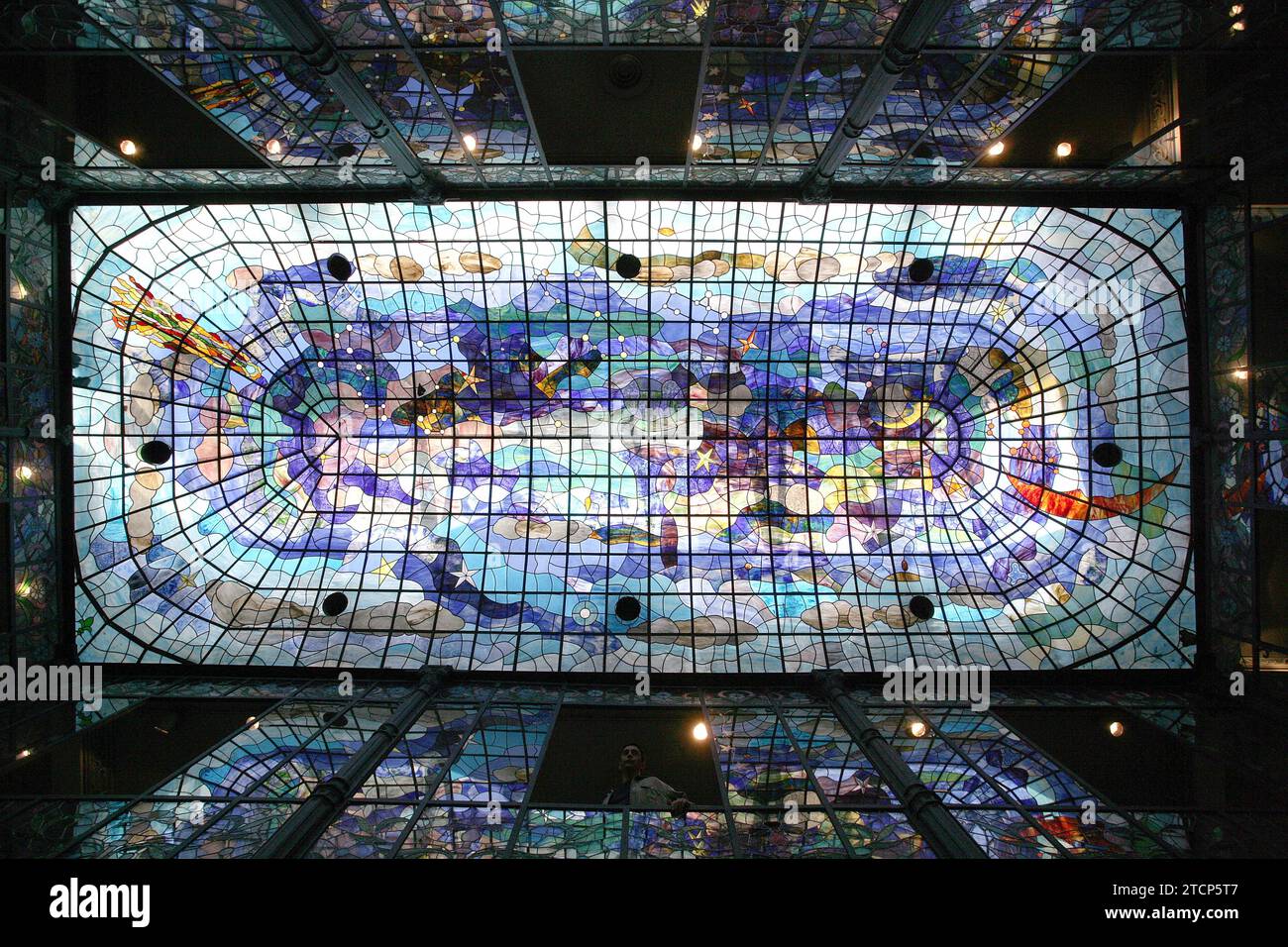 Salamanca, 09/01/2005. Stained glass windows of the Casa Lis Museum in ...