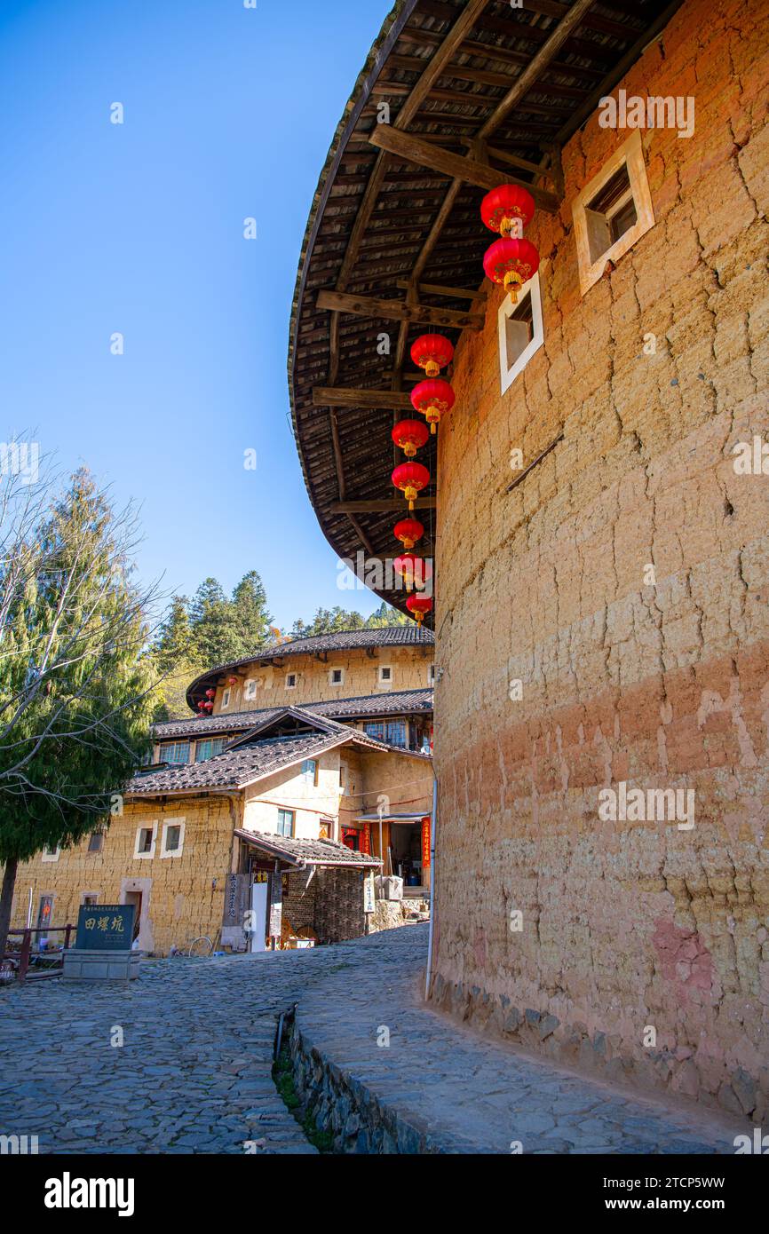 JANUARY 15, 2021, FUJIAN, CHINA: Beautiful side walk between two Fujian ...