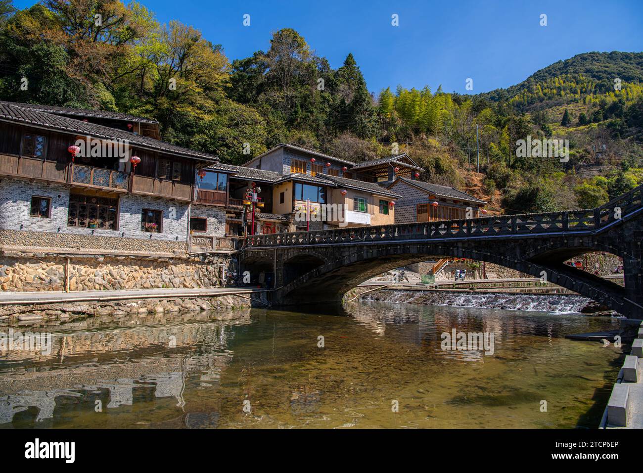 TULOU CLUSTER, FUJIAN, CHINA. FEBRUARY 17th, 2021: The small houses in ...
