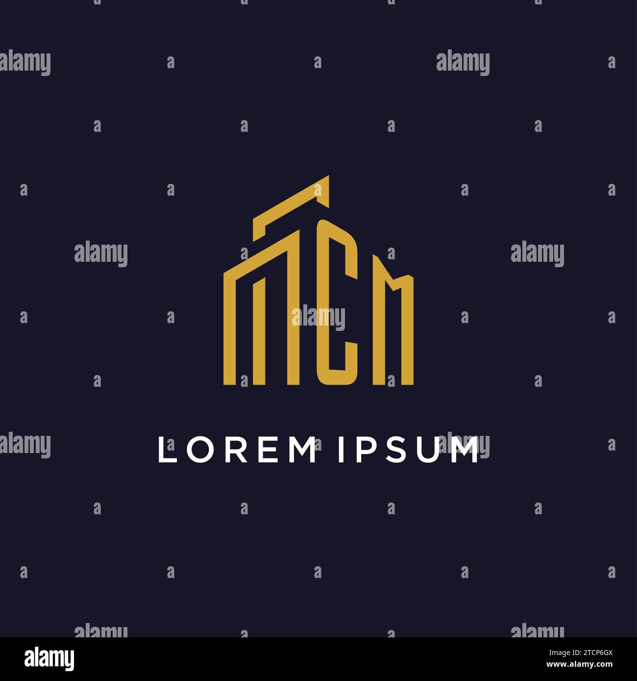 CM initial monogram with building logo design vector graphic Stock ...