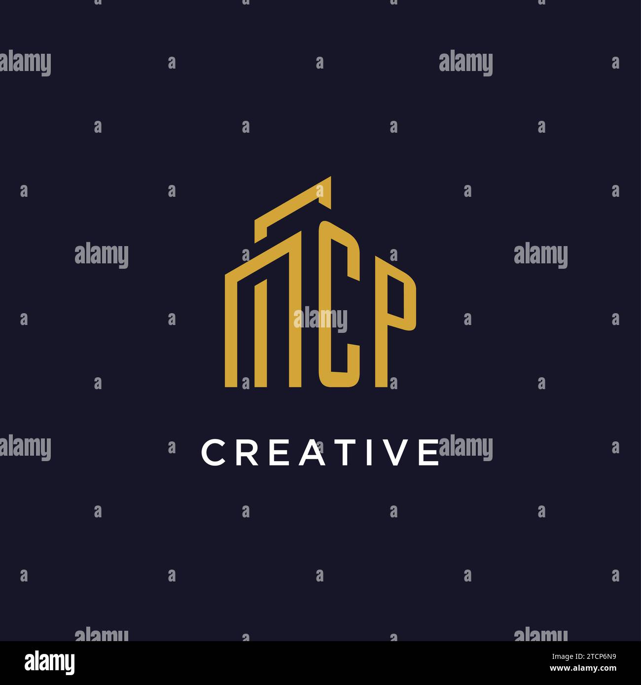 CP initial monogram with building logo design vector graphic Stock ...