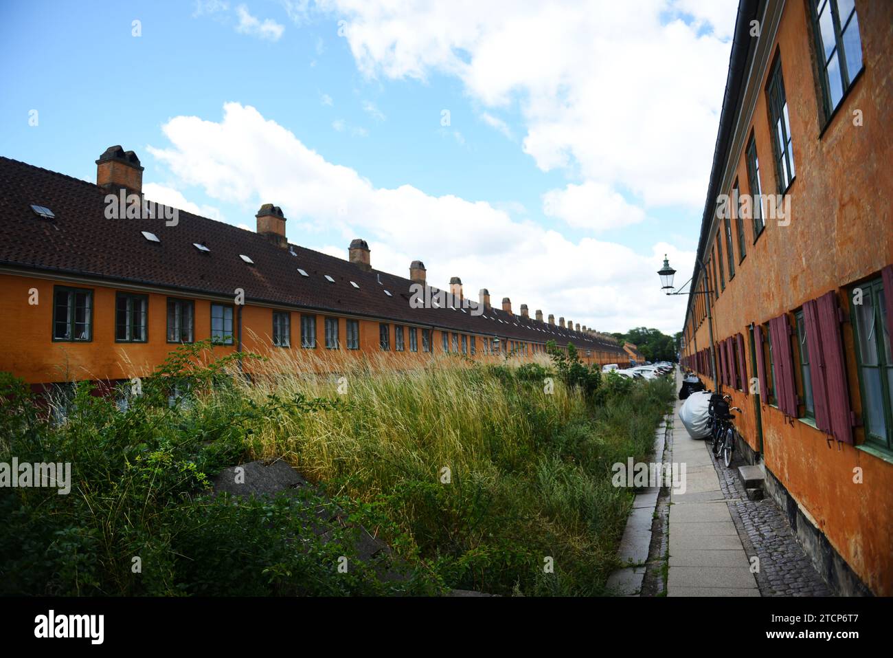 The colorful Nyboder neighborhood in Copenhagen, Denmark Stock Photo ...
