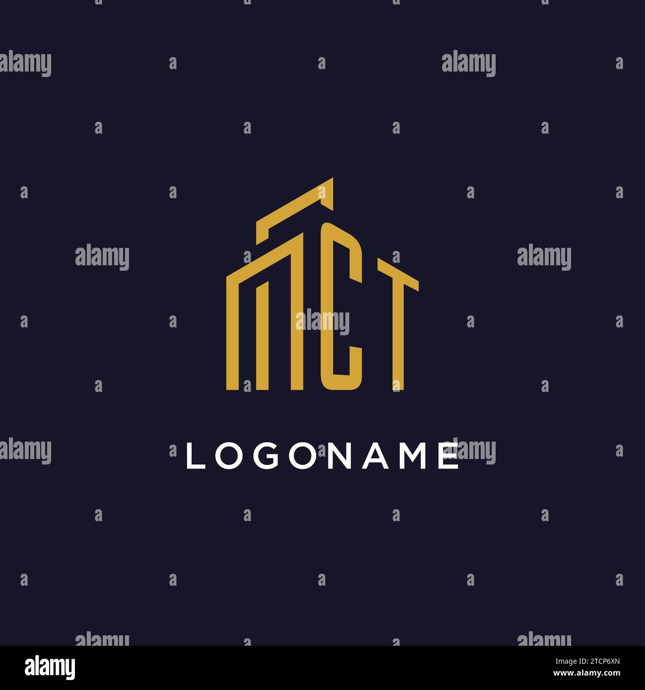 CT initial monogram with building logo design vector graphic Stock ...