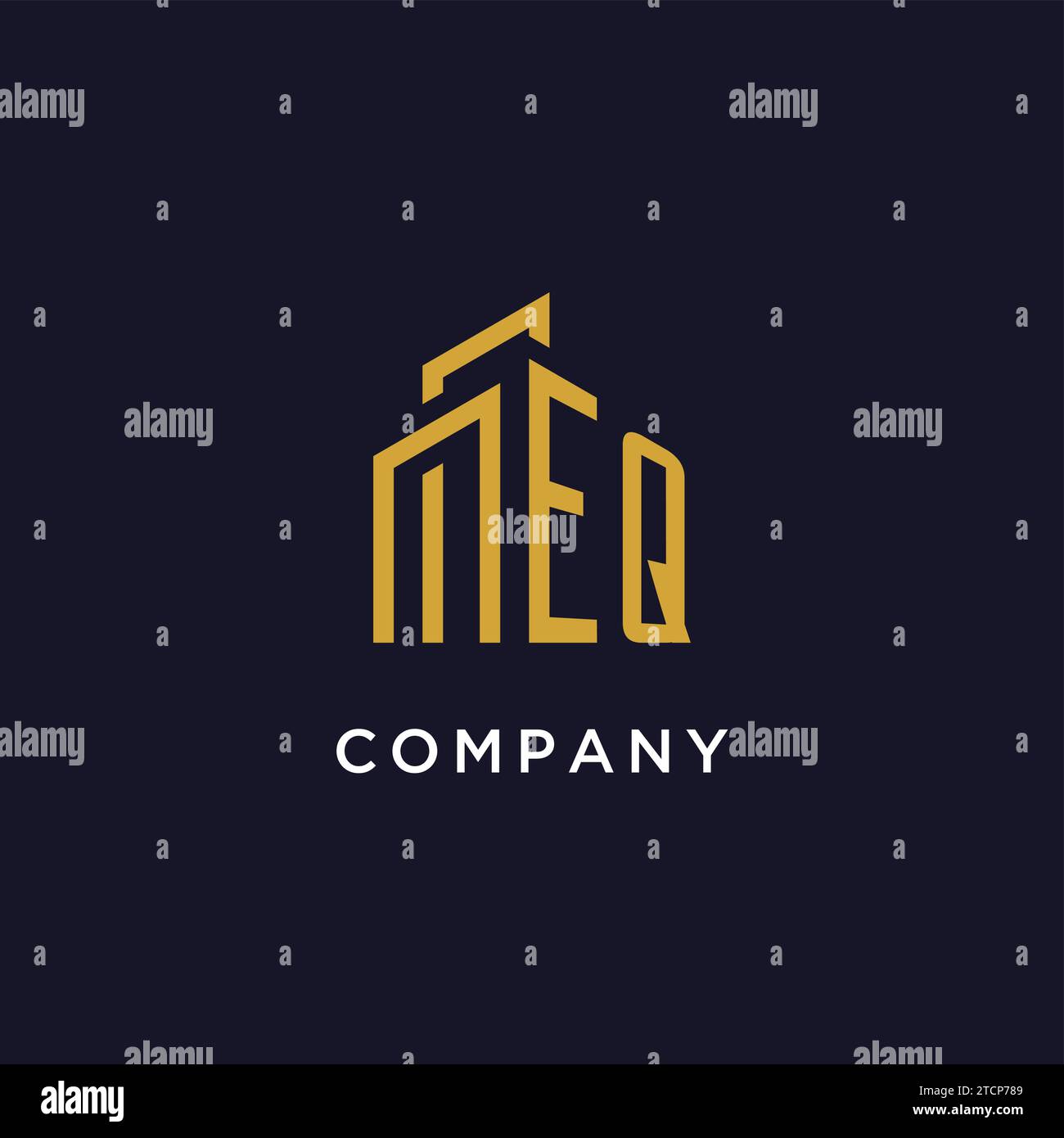 EQ initial monogram with building logo design vector graphic Stock ...