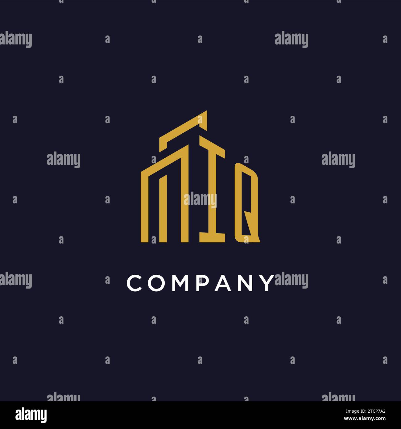 IQ initial monogram with building logo design vector graphic Stock ...