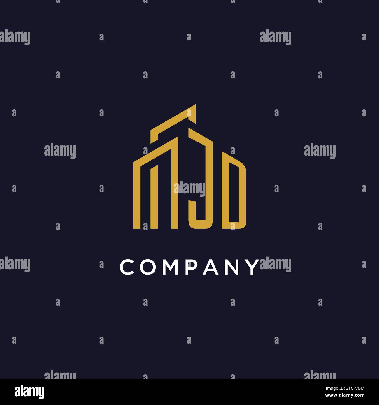 JD initial monogram with building logo design vector graphic Stock ...