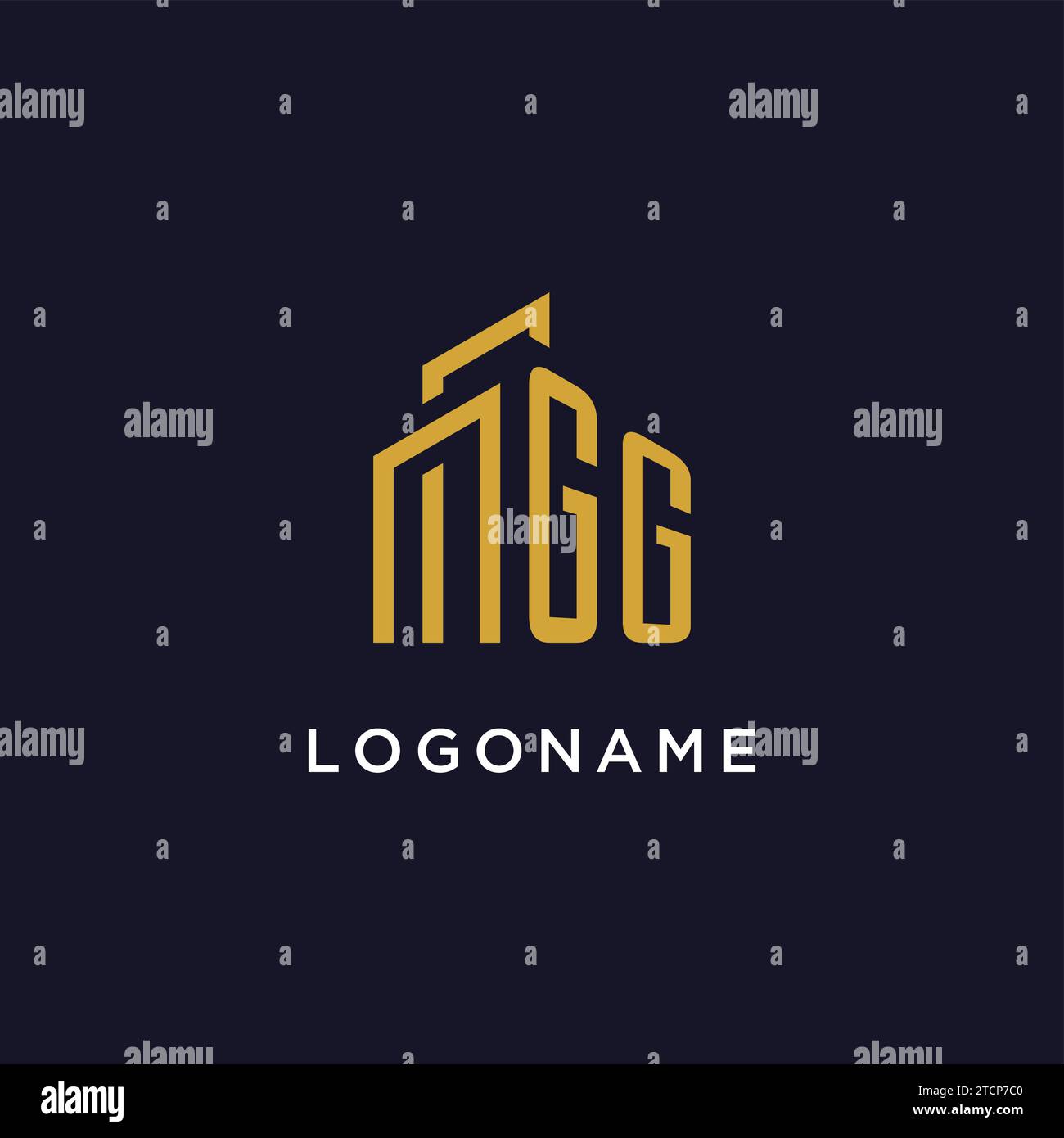 GG initial monogram with building logo design vector graphic Stock ...