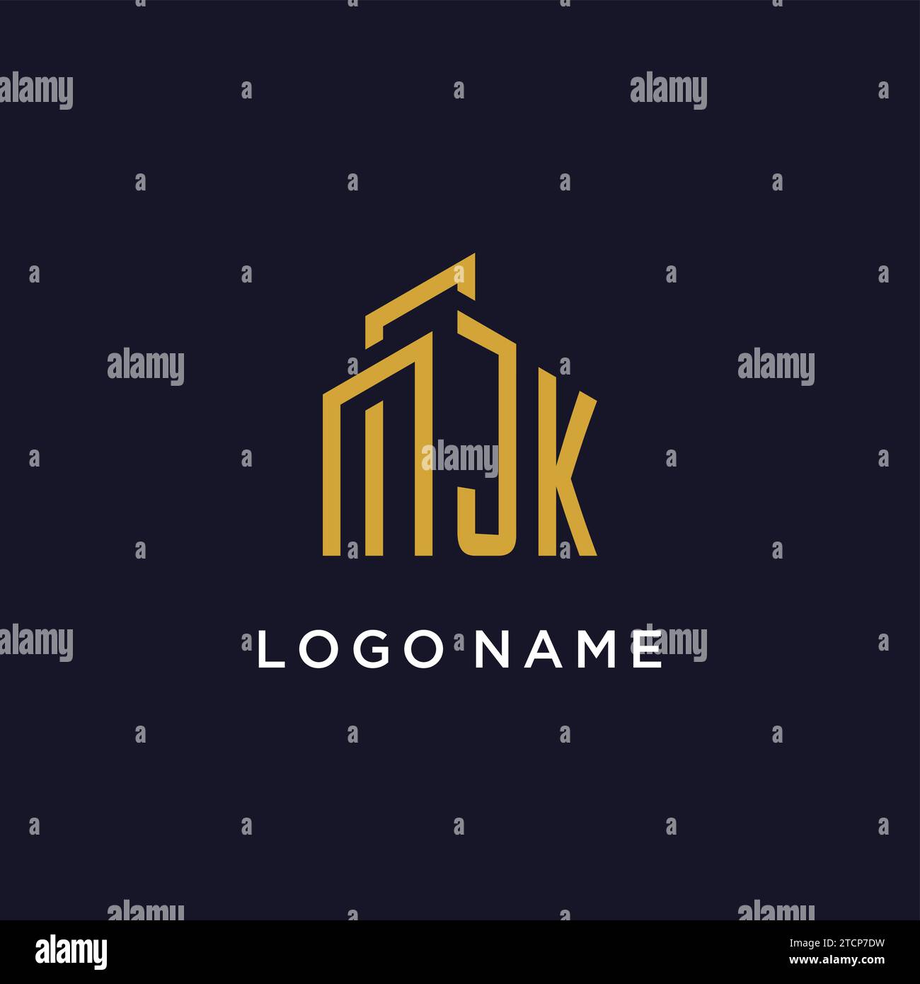 JK initial monogram with building logo design vector graphic Stock ...