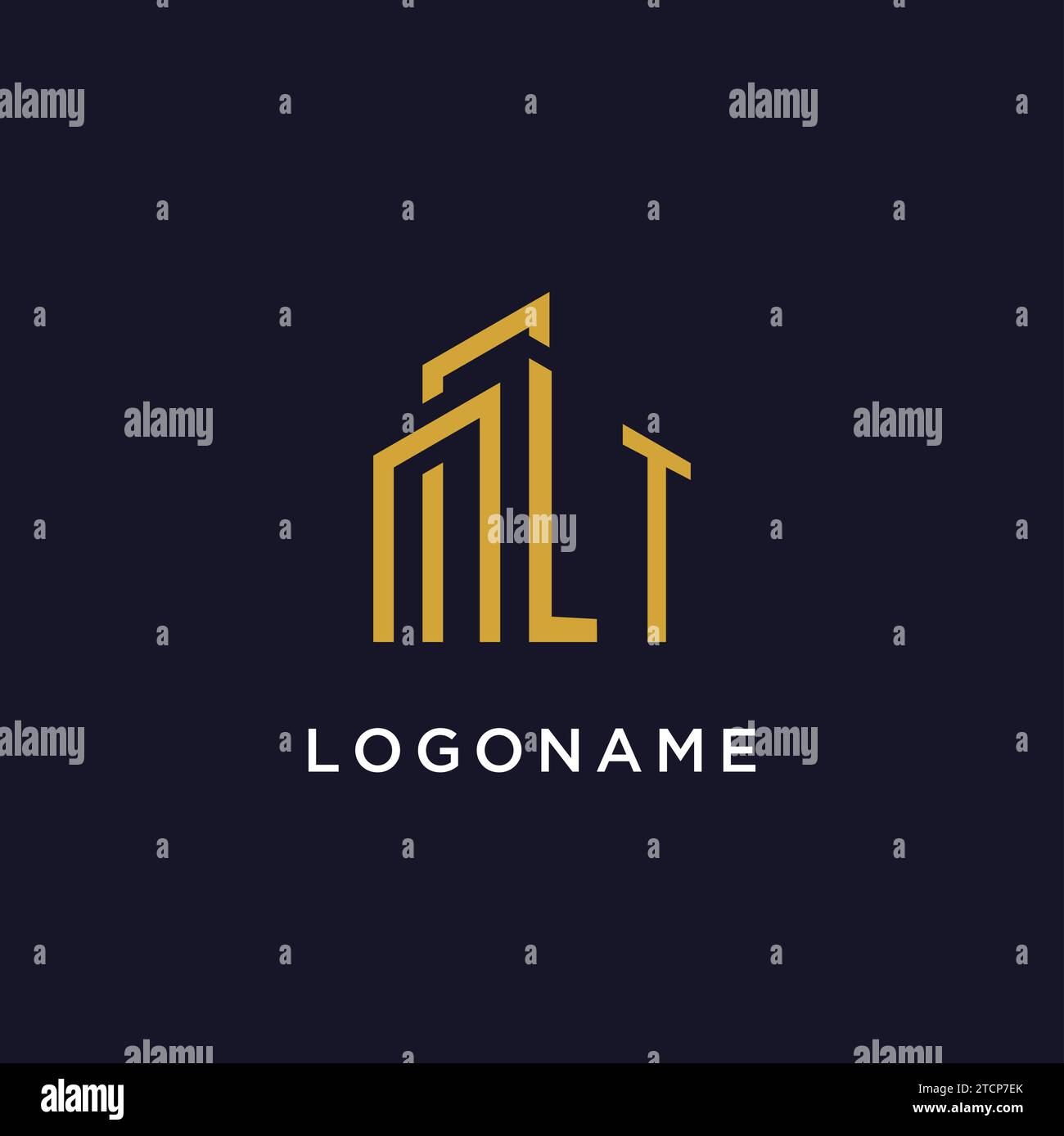 LT initial monogram with building logo design vector graphic Stock ...