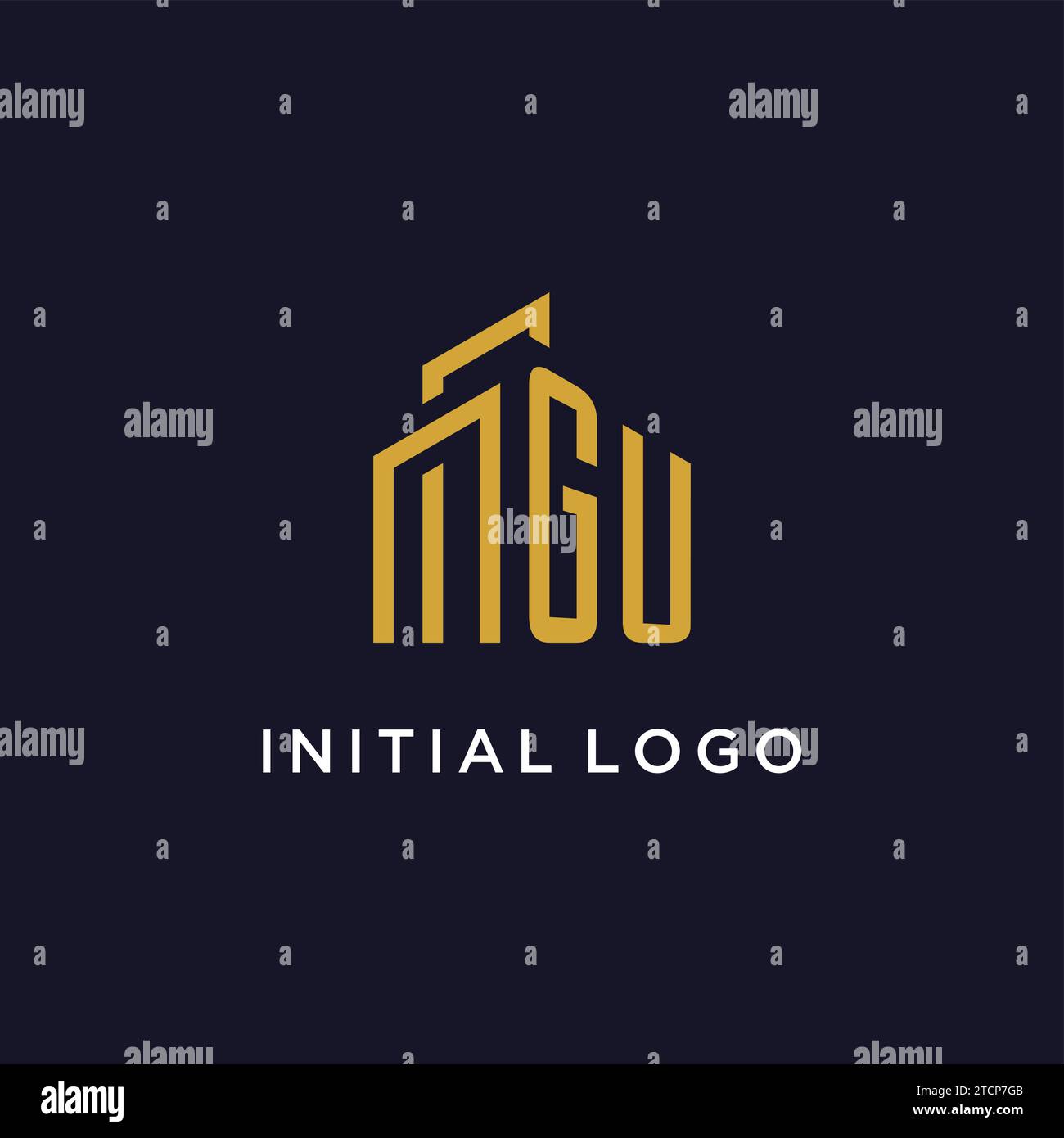 GU initial monogram with building logo design vector graphic Stock ...
