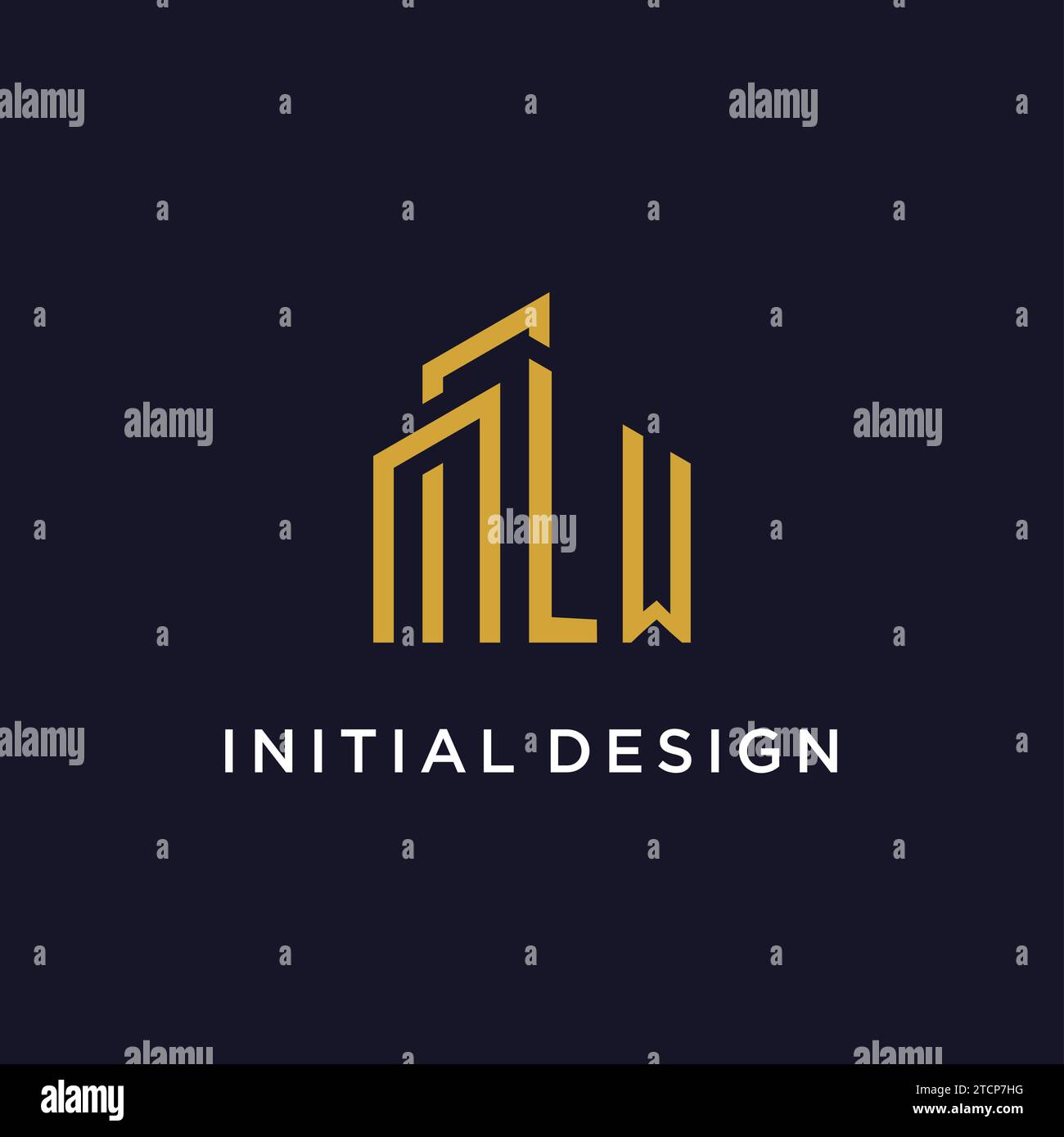 LW initial monogram with building logo design vector graphic Stock ...