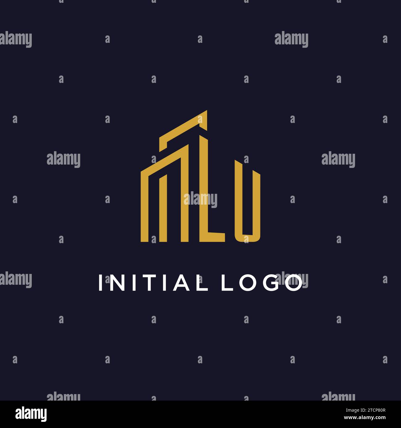LU initial monogram with building logo design vector graphic Stock ...