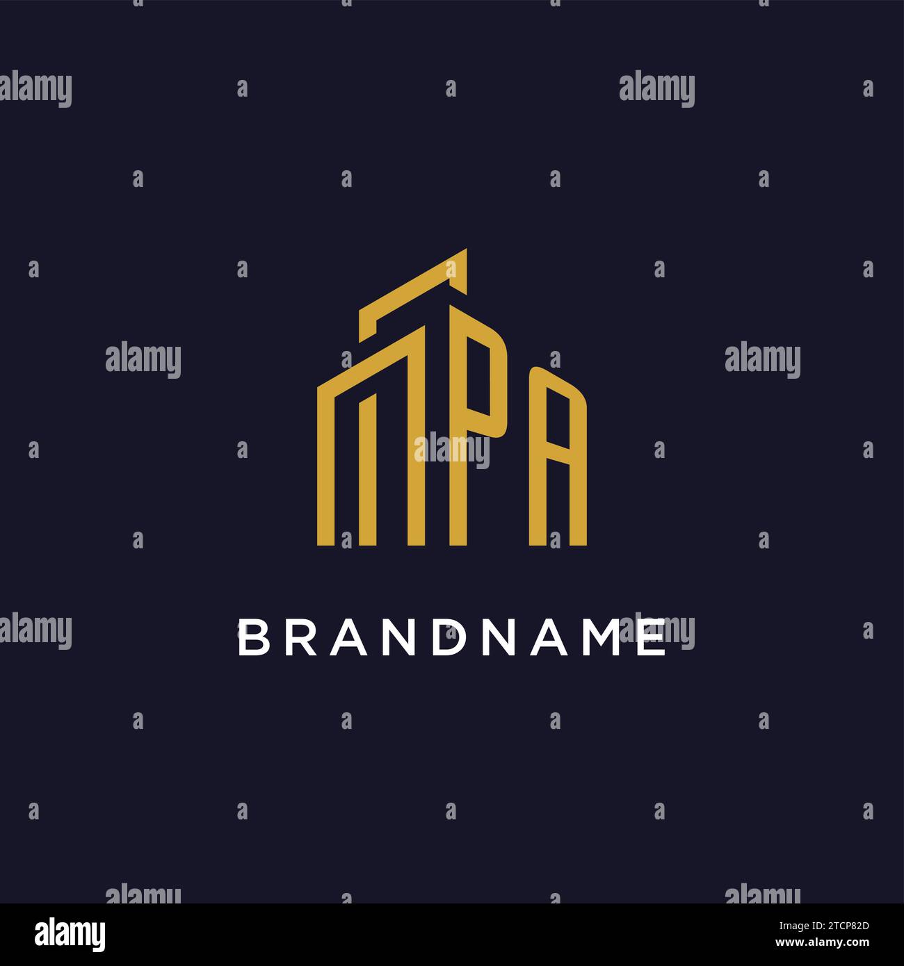 PA initial monogram with building logo design vector graphic Stock ...