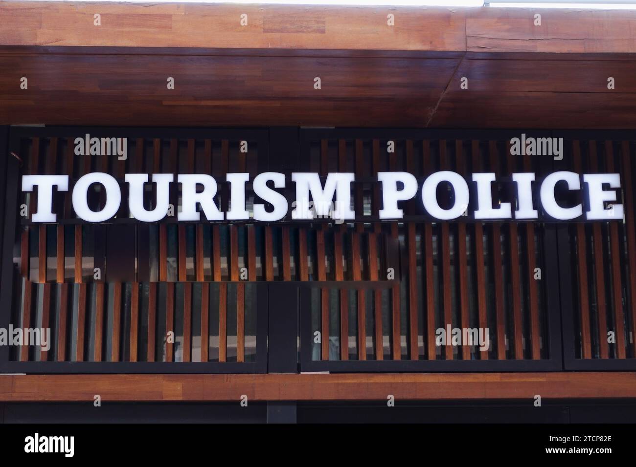 tourism police text on a buildings Stock Photo - Alamy