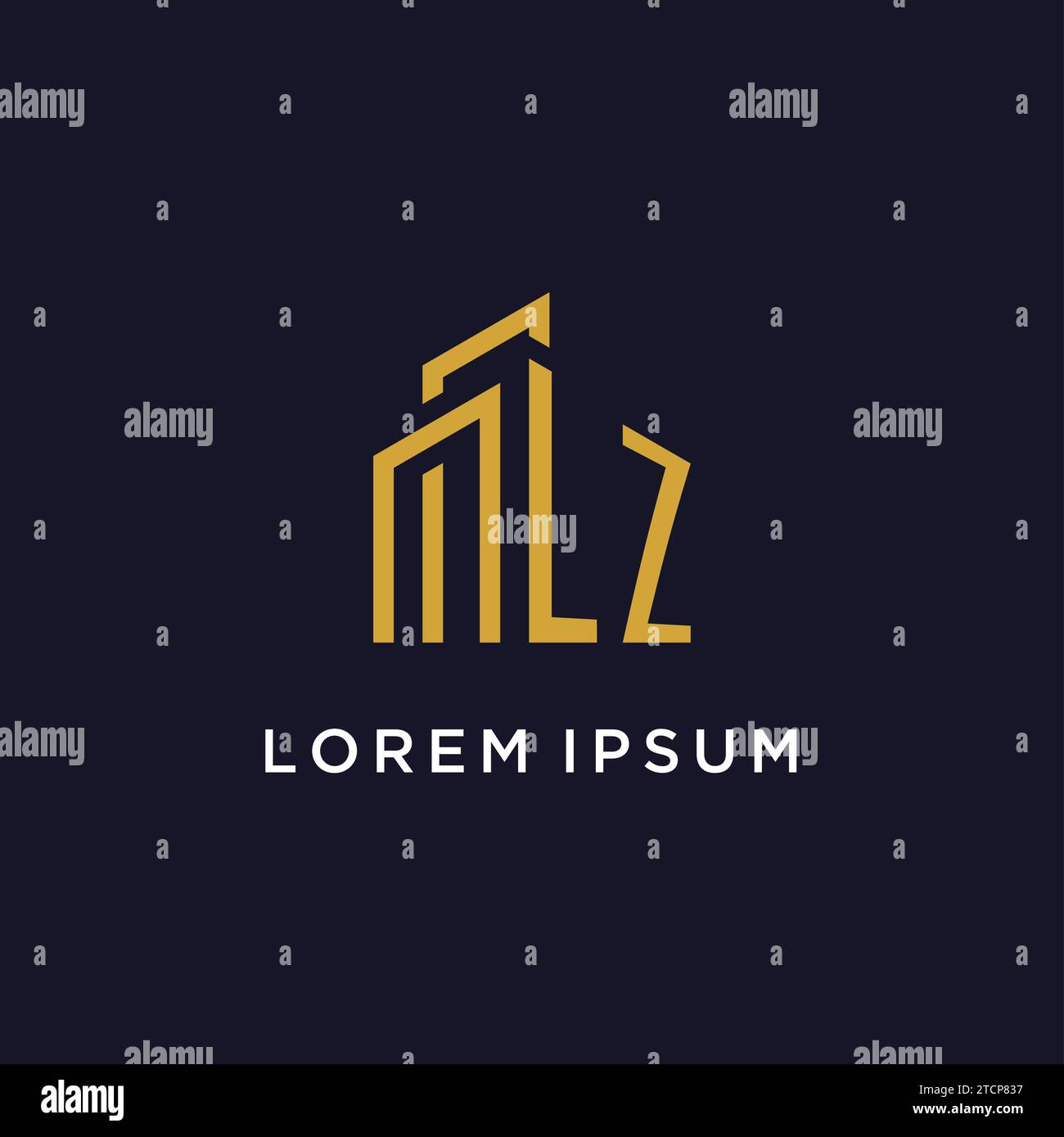 LZ initial monogram with building logo design vector graphic Stock ...