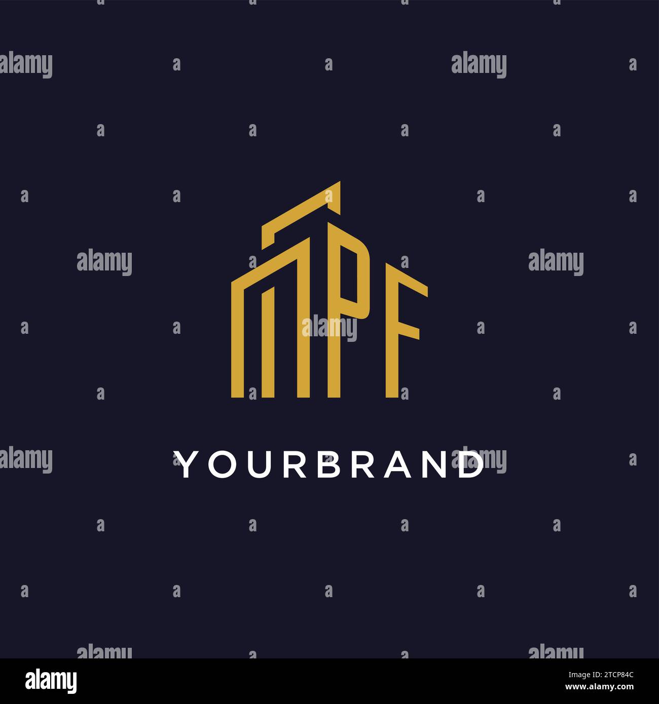 PF initial monogram with building logo design vector graphic Stock ...