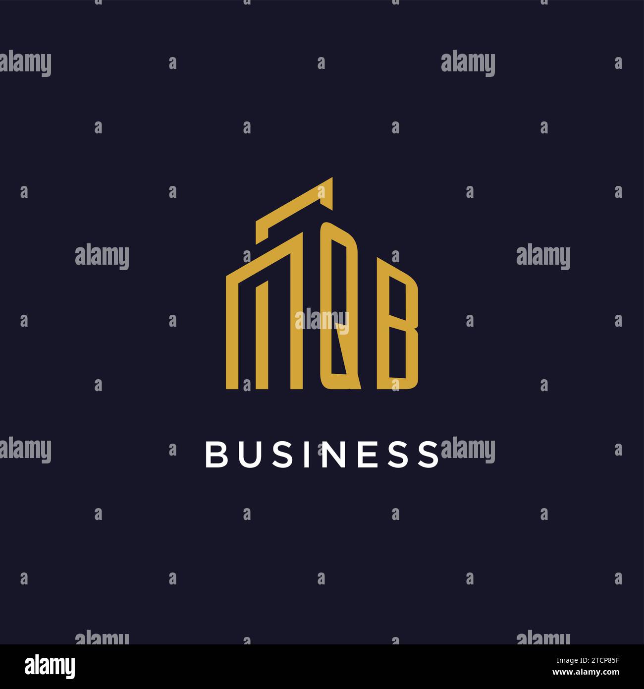 QB initial monogram with building logo design vector graphic Stock ...
