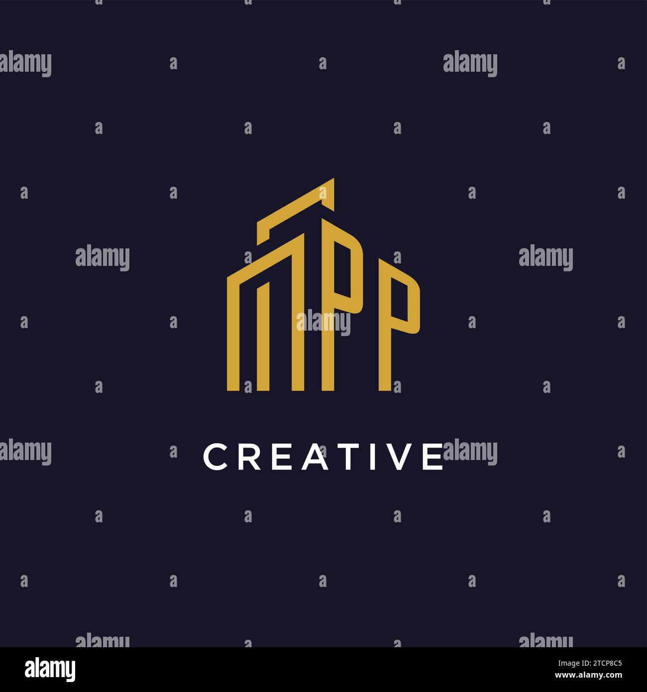 PP initial monogram with building logo design vector graphic Stock ...