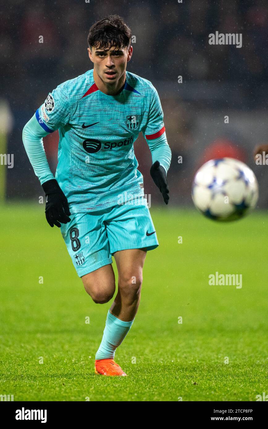 Antwerp, Belgium. 14th Dec, 2023. Pedri of Barcelona runs to the ball ...