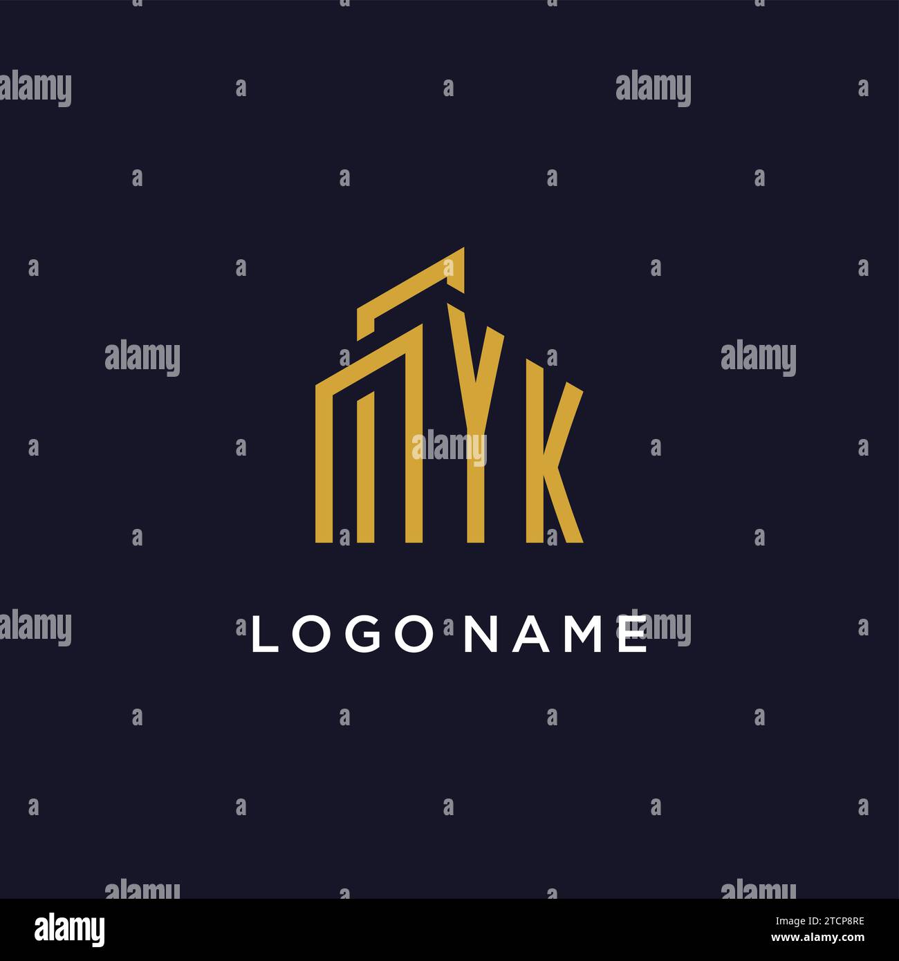 YK initial monogram with building logo design vector graphic Stock ...